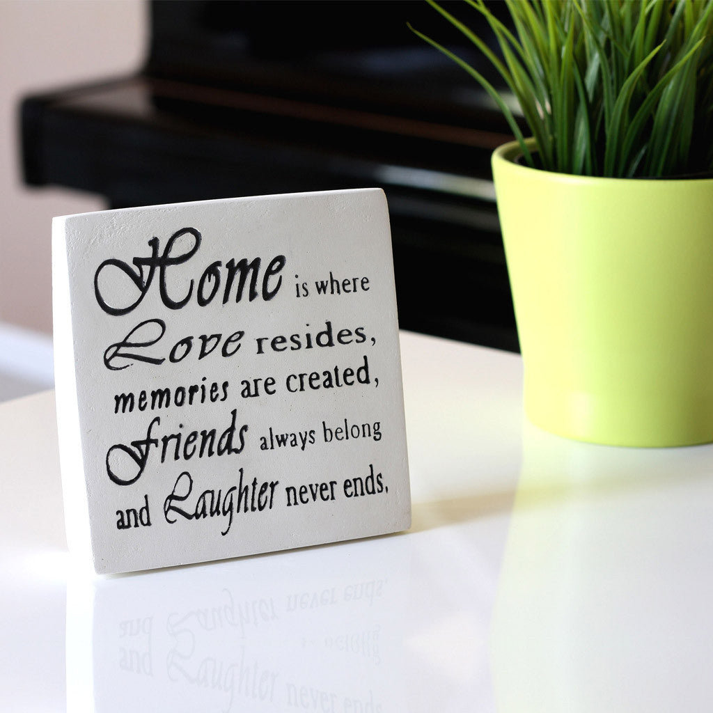 Trinx Engraved Limestone "Home" Inspirational Home Decor - Garden ...