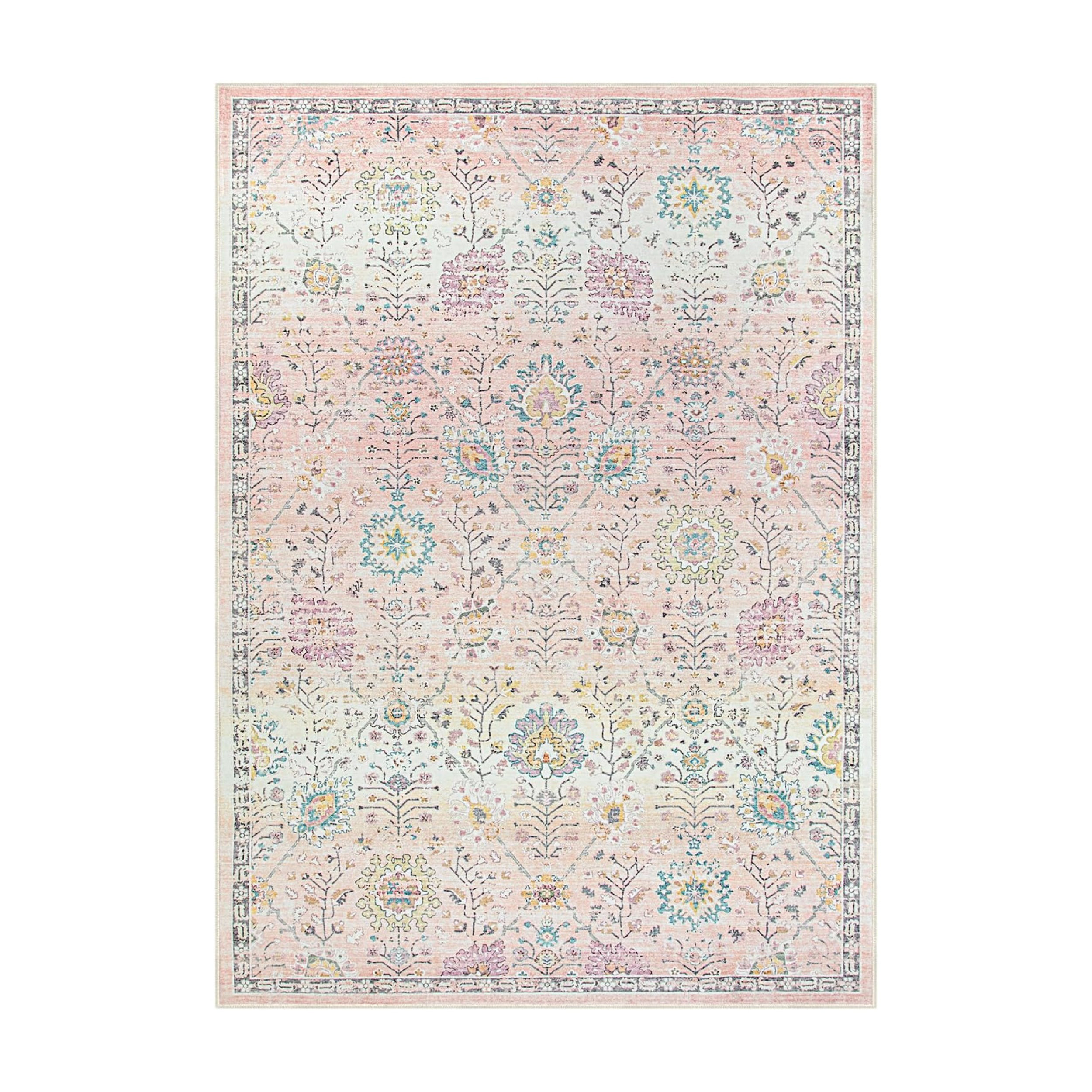 Dakota Fields Pink Boho Area Rug,5X7 Light Pink Rugs For Bedroom Girls ...