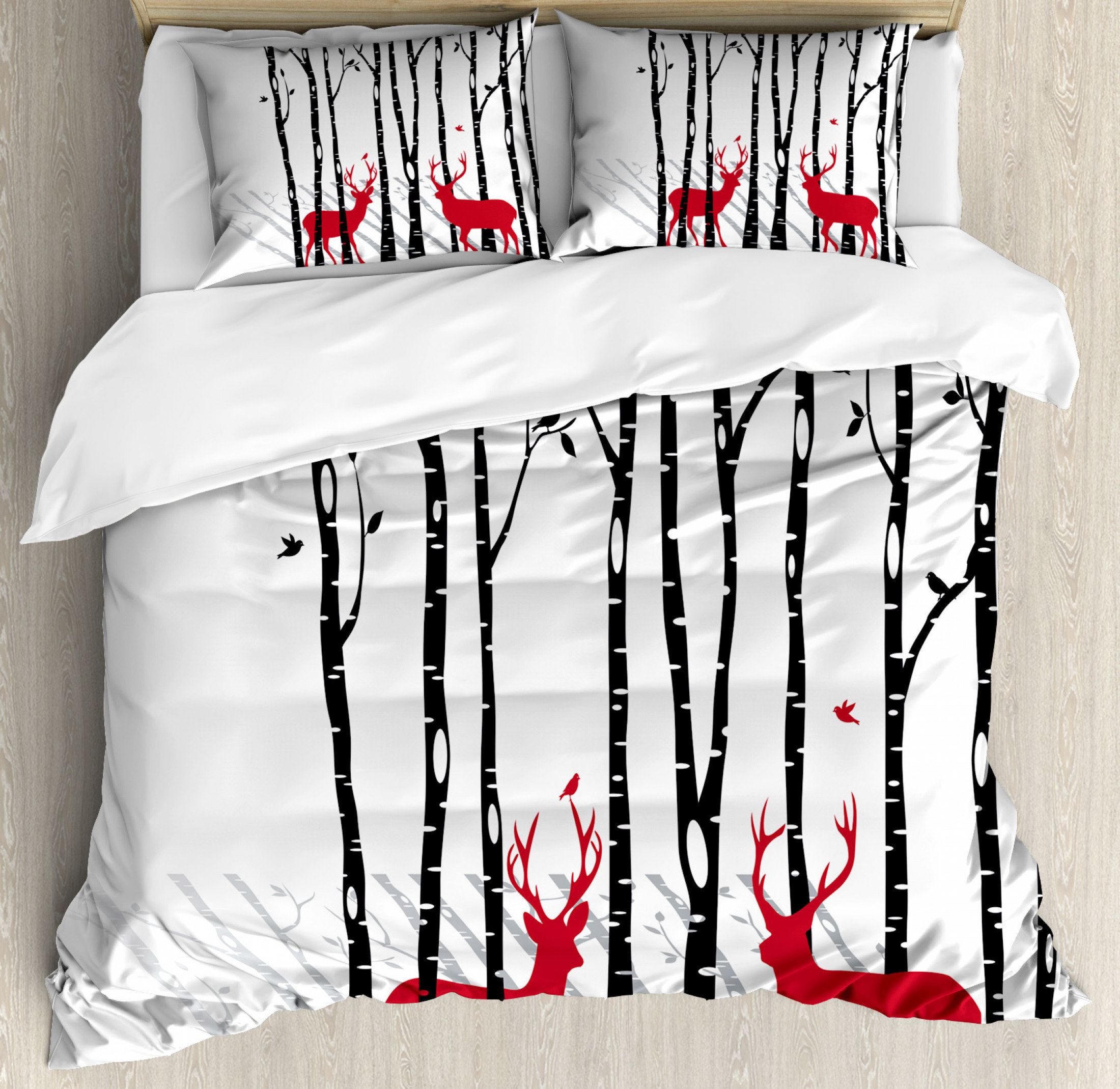 Ambesonne Red/Black Microfiber Rustic 3 Piece Duvet Cover Set | Wayfair