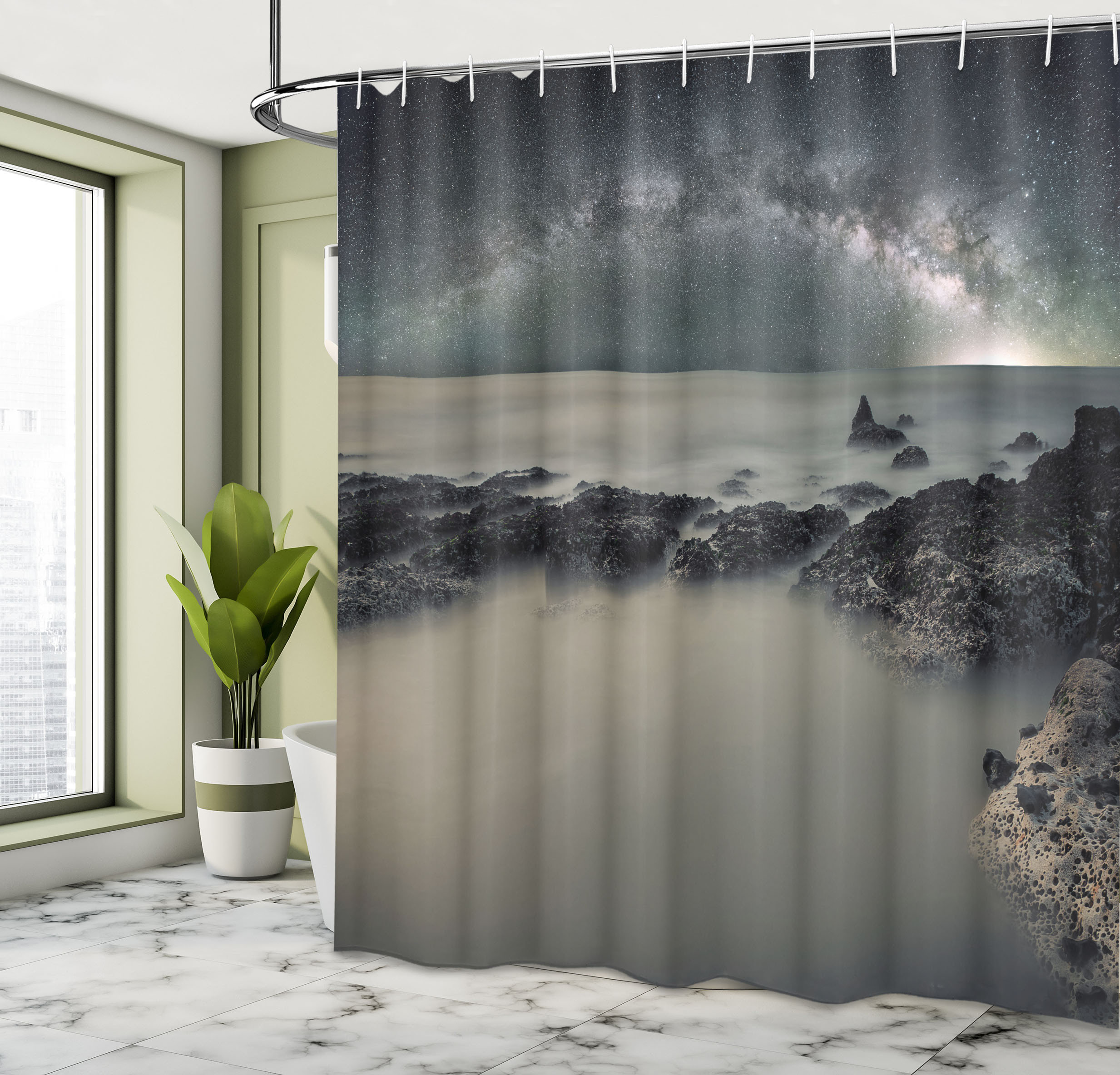 East Urban Home Nebula Shower Curtain Milky Way Foggy Space Grey | Wayfair