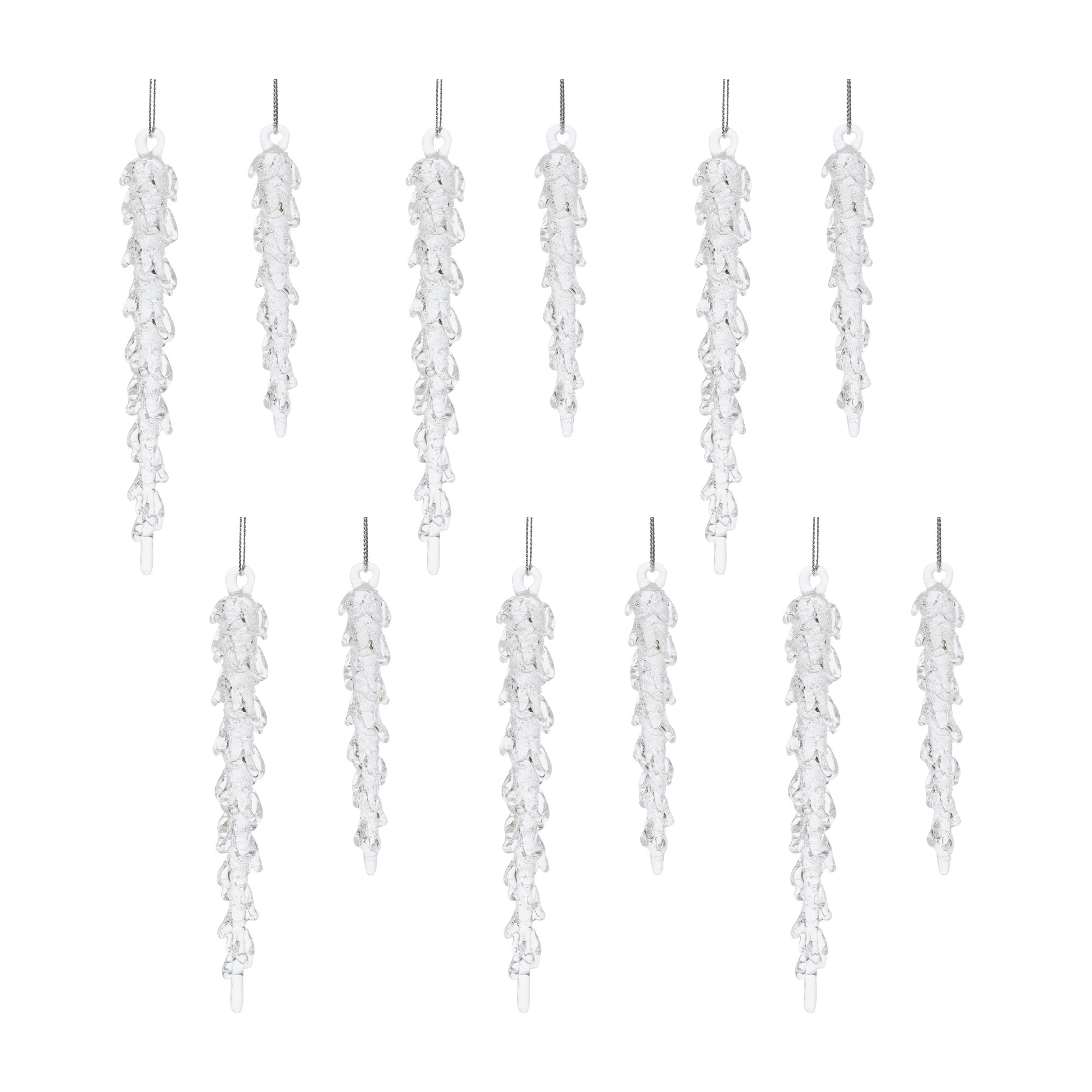 The Holiday Aisle® Dripping Glass Icicle Drop Ornament (Set of 12 ...