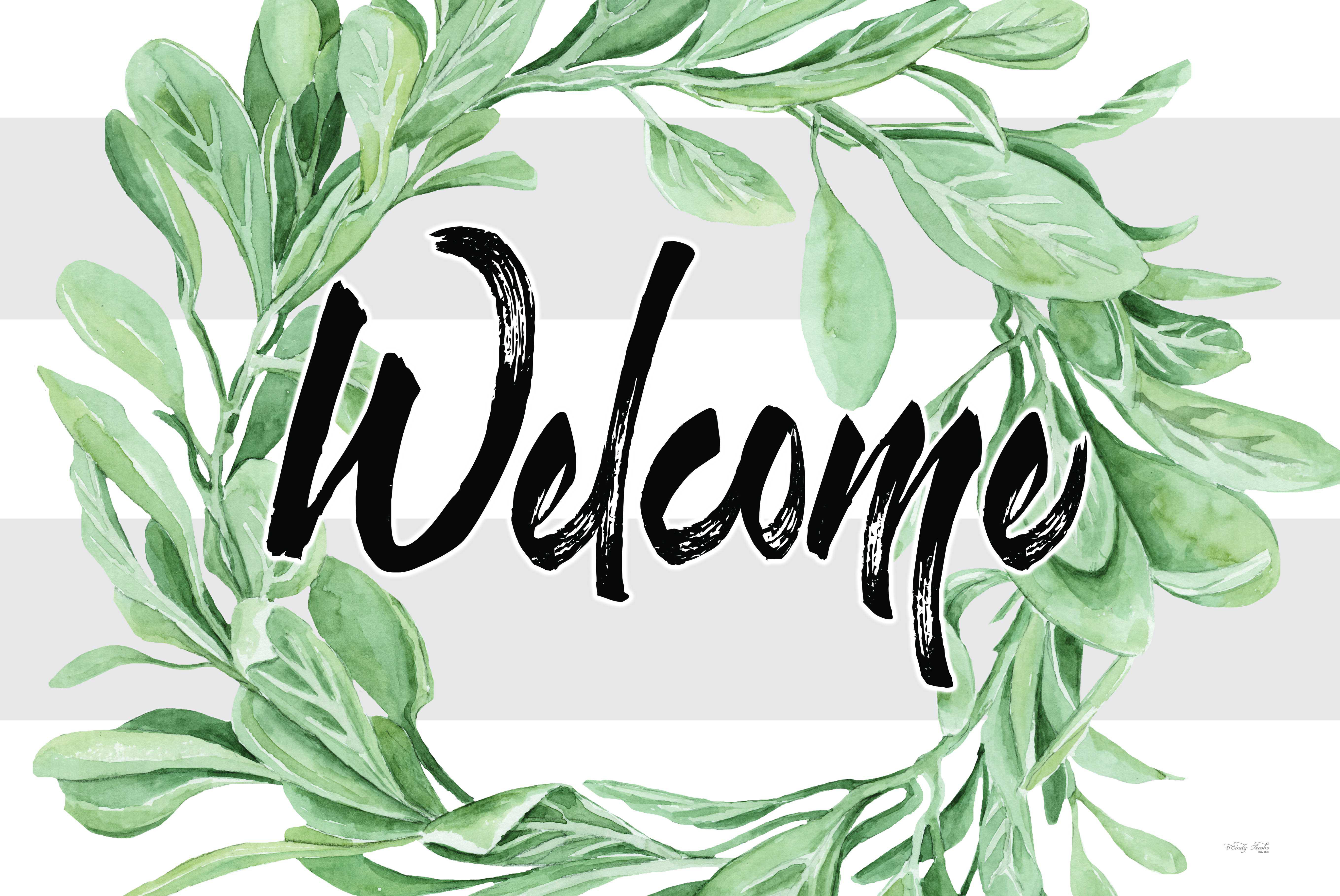Winston Porter Montel Welcome Leaves Wreath - Wrapped Canvas Print ...