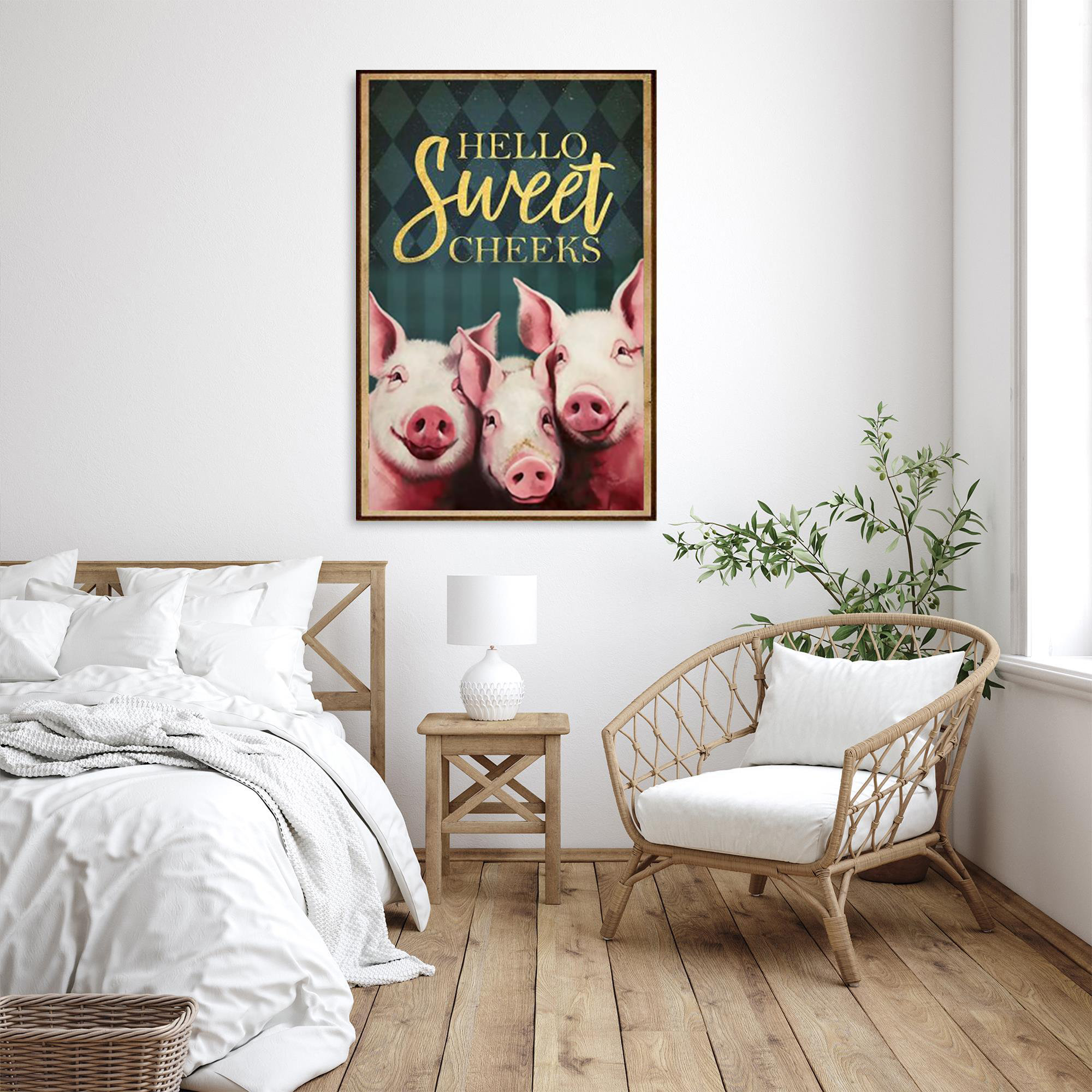 Trinx Pigs Hello Sweet Cheeks - Wrapped Canvas Graphic Art | Wayfair