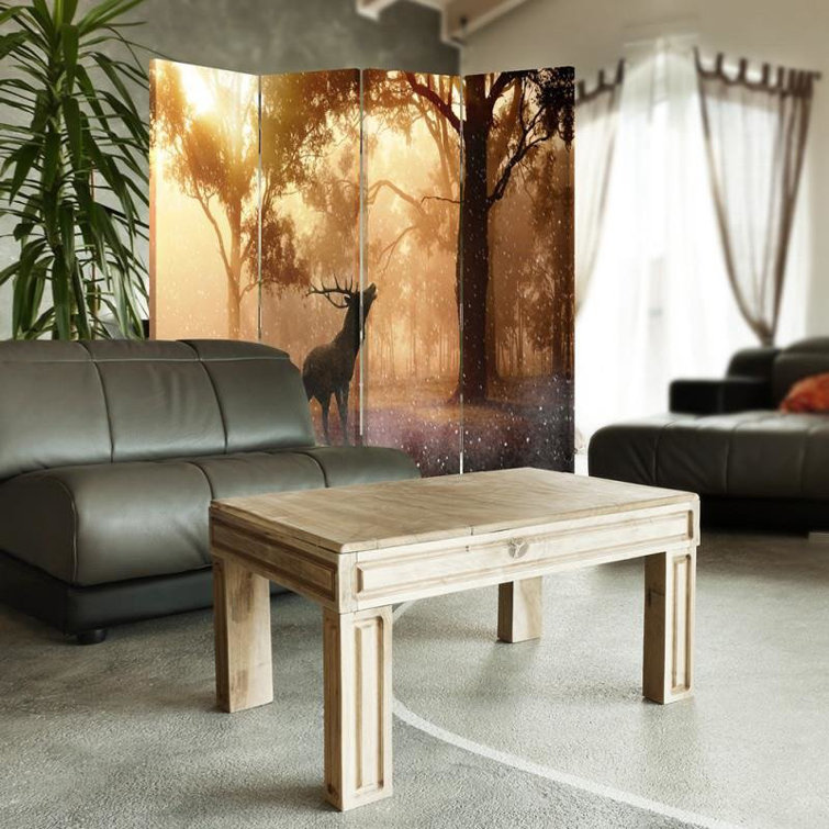 17 Stories Fletching 145cm W x 150cm H 4 - Panel Solid Wood Folding ...