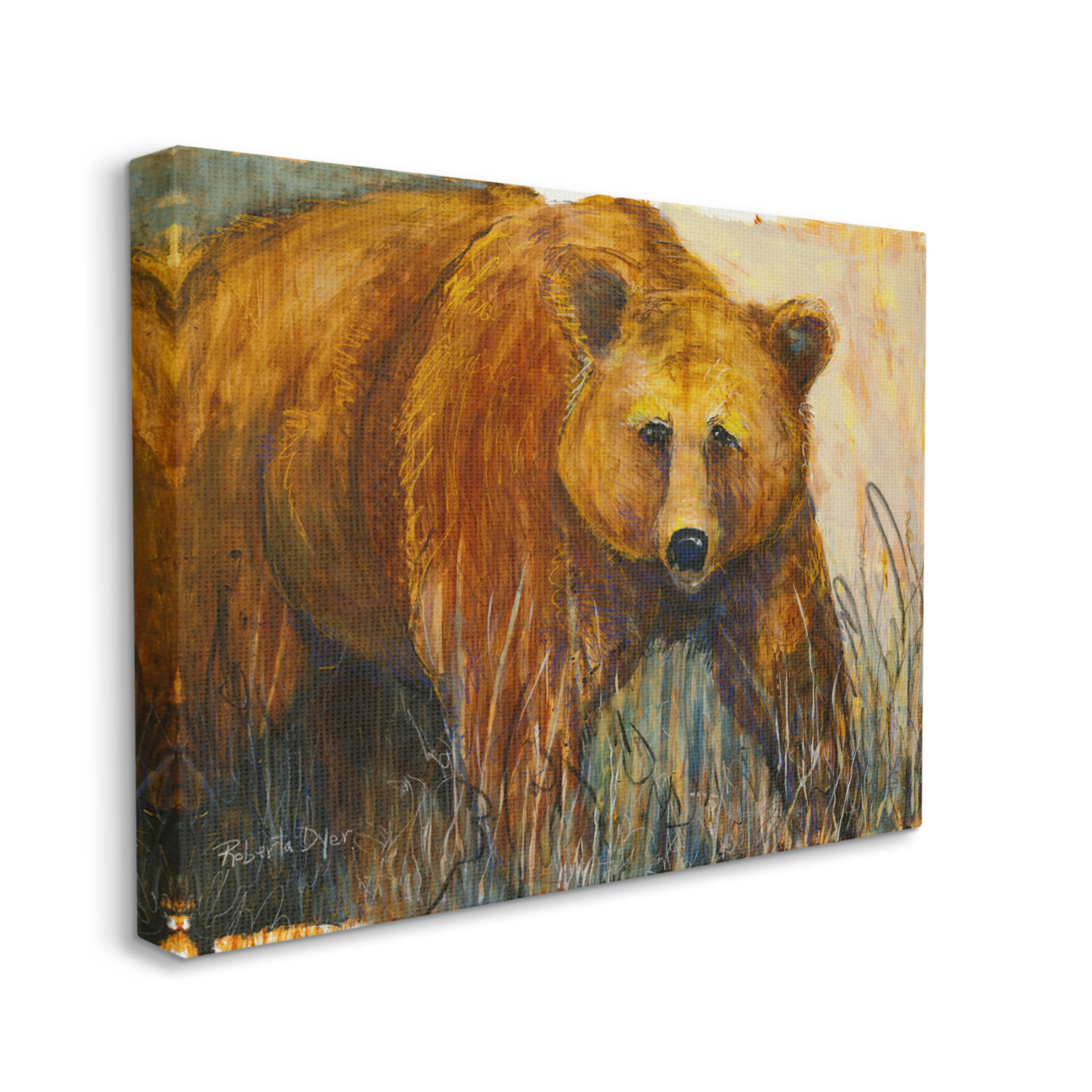 Stupell Industries Modern Bear Wildlife Scene Canvas Wall Art By ...
