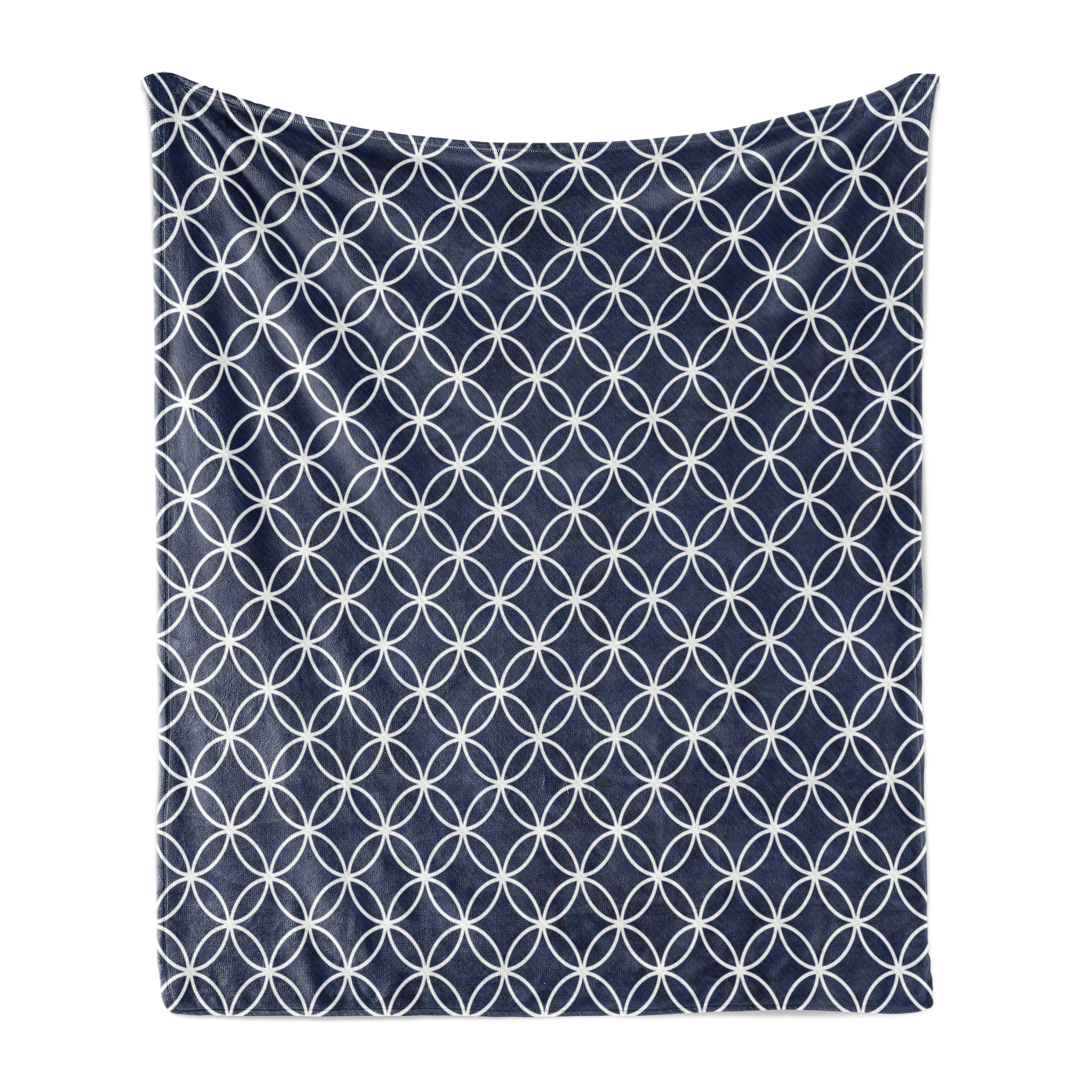 Ambesonne Navy Fleece Throw Blanket Trellis Inspired Circles Indigo and ...