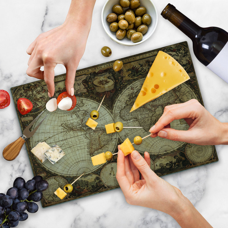 Ambesonne World Map Cutting Board Large Size Historic Old Atlas ...