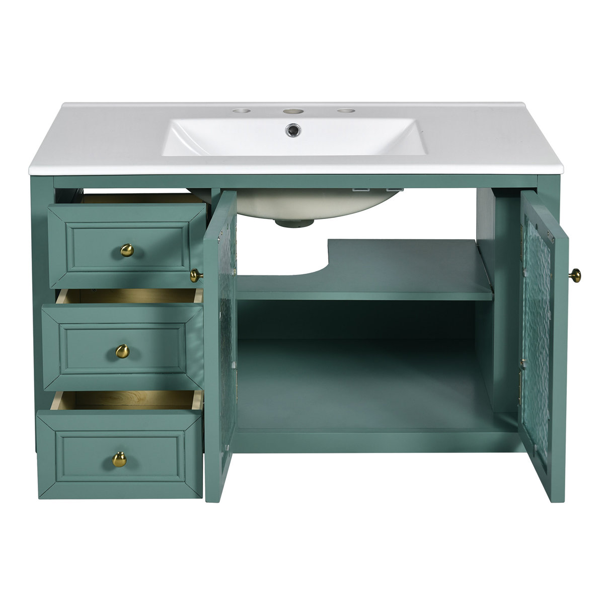 Winston Porter 36" Wall Mounted Single Bathroom Vanity with Ceramic Top ...