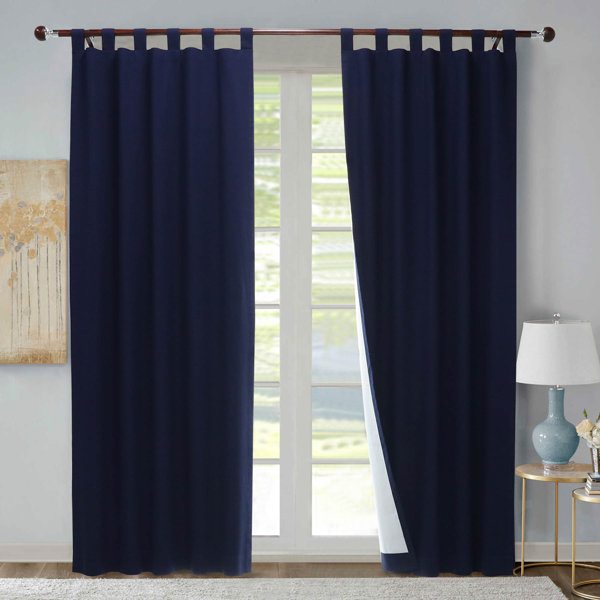 Mcgowen 100% Cotton Solid Room Darkening Thermal Tab Top Curtain Panels ...