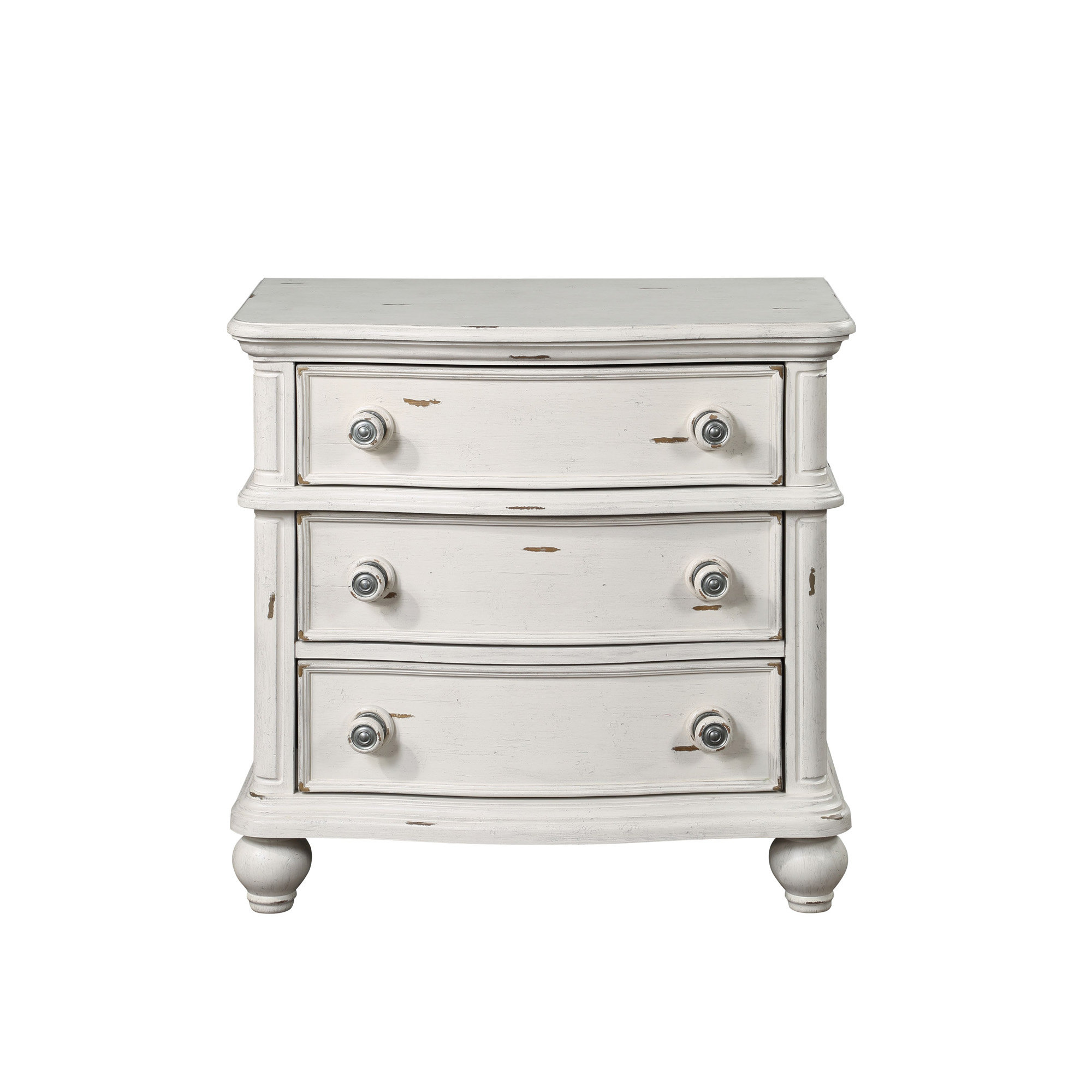 Wildon Home® Charming Antique White Nightstand With Multiple Storage ...