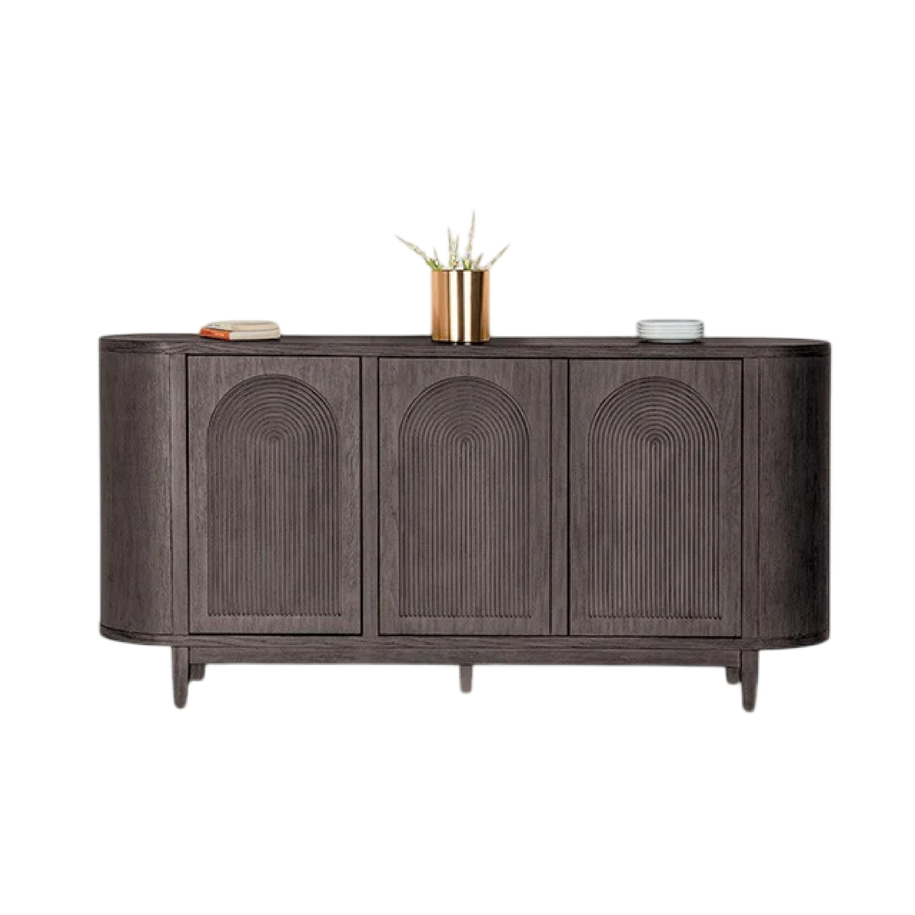 Benjara Zoko Sideboard Buffet Console, Arched Design Doors, 77 Inch ...