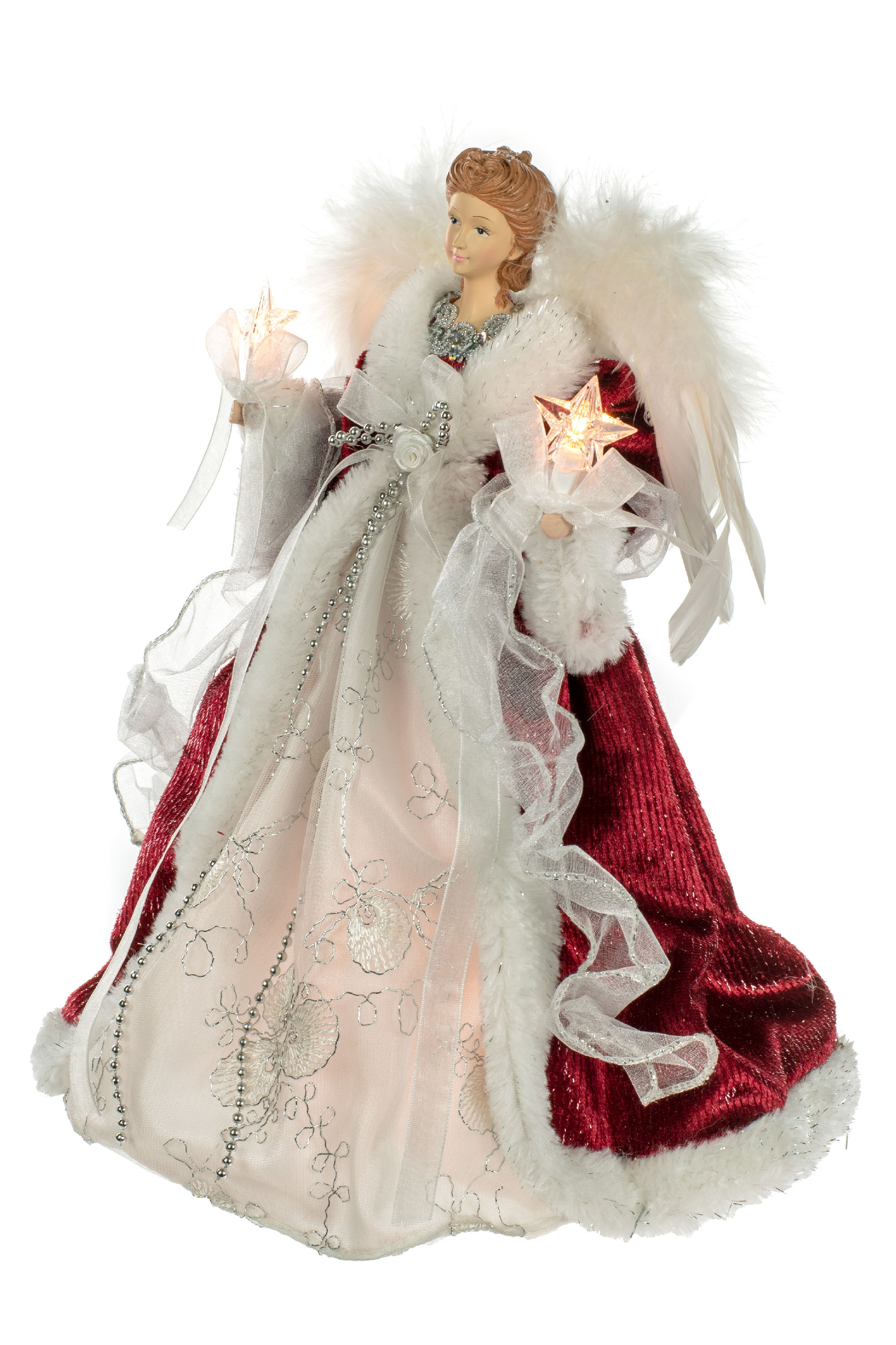JJ's Holiday Gifts Ltd. 10 - Light Angels with Fluffy Wings Tree Topper ...