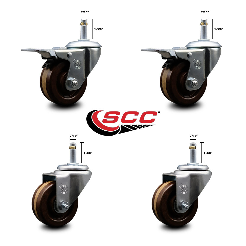 Service Caster 3 Inch High Temp Phenolic Wheel Swivel 7/16 Inch Stem ...