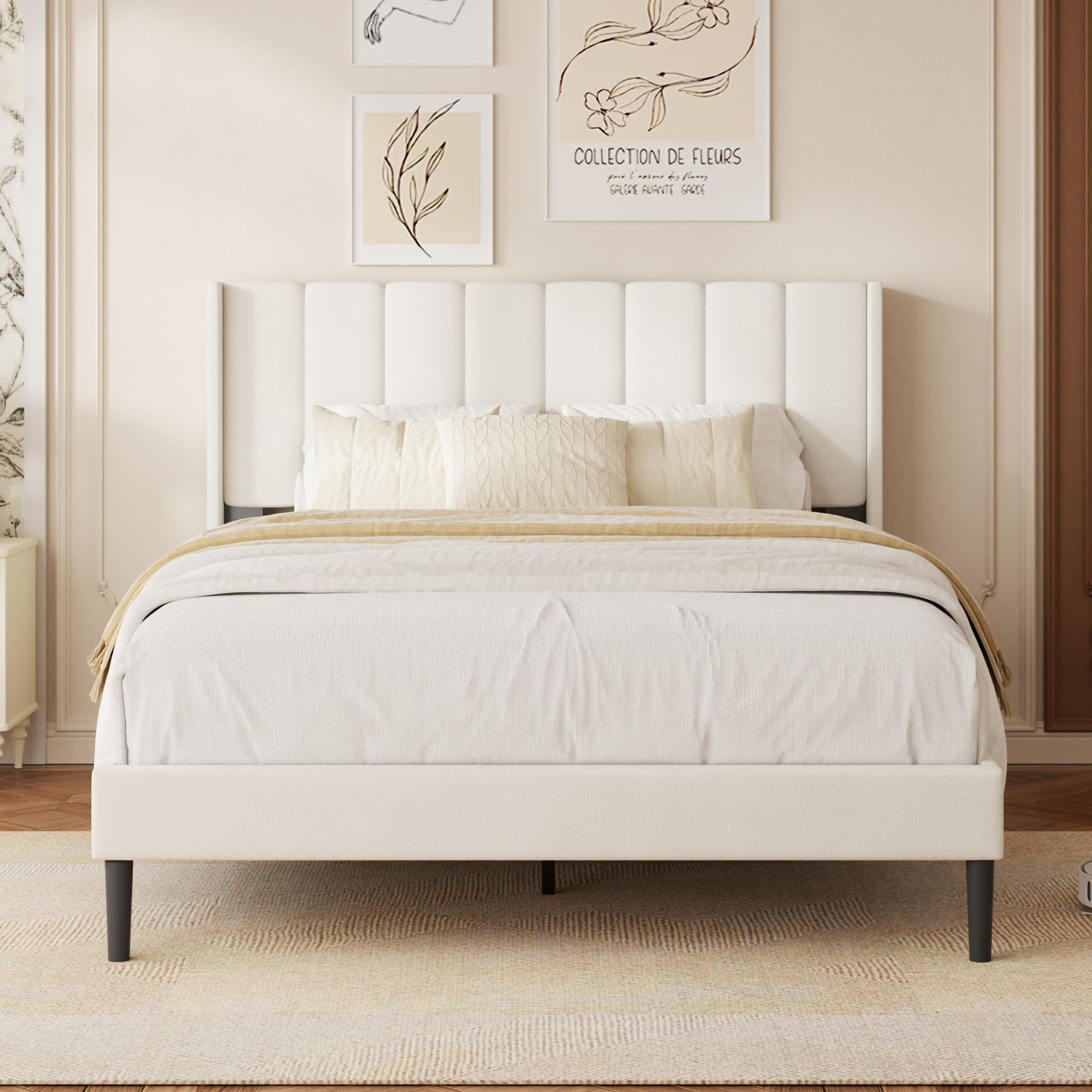 Latitude Run® Bed Frame with Vertical Chanel Tufted Headboard and ...