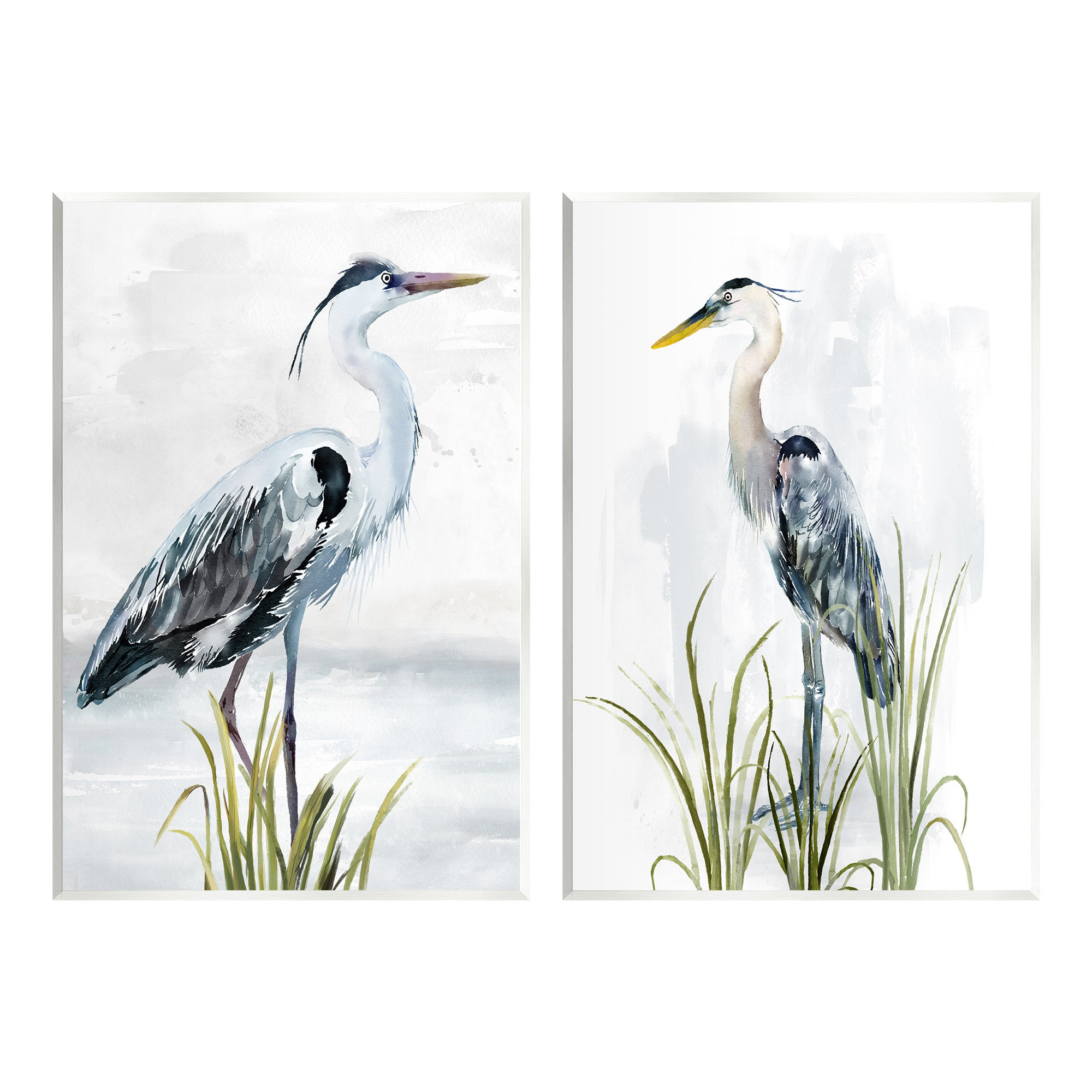 Stupell Industries A2-665-Wood Soft Nautical Egrets On Canvas 2 Pieces ...