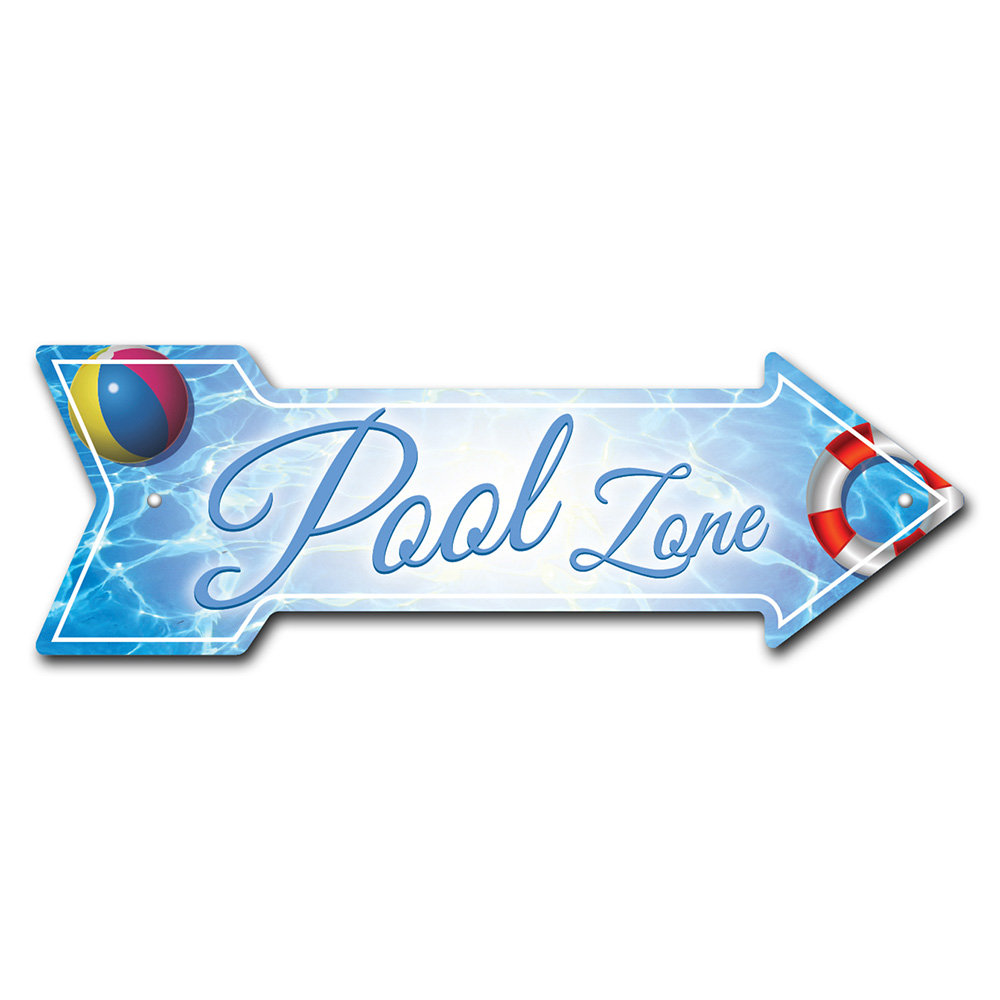SignMission Pool Zone Direction Arrow Sign Funny Home Decor | Wayfair