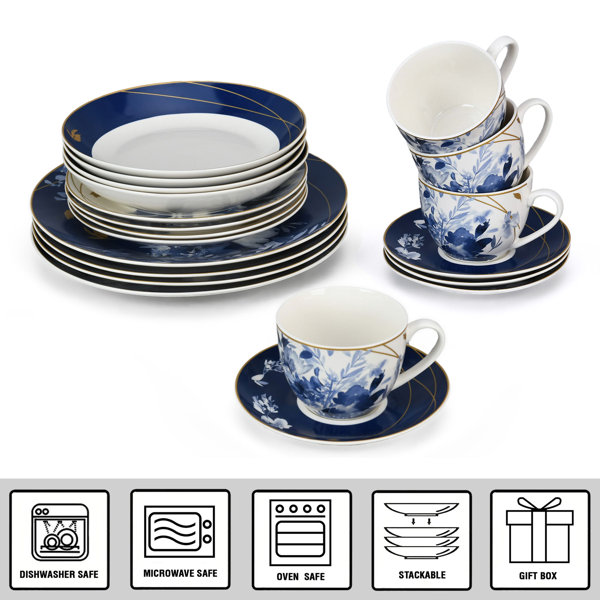 STP Goods Day And NIght Porcelain China Dinnerware Set - Service for 4 ...