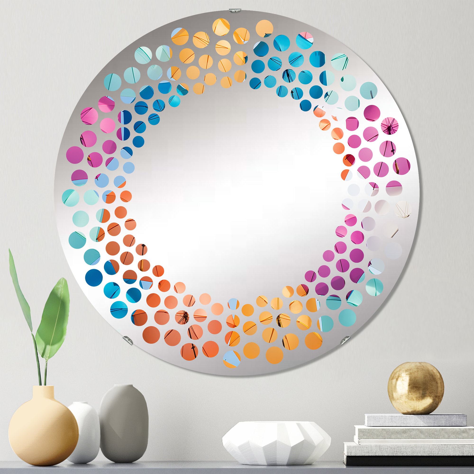 Design Art Multicolor Umbrellas Modern Photo - Polka Dot Wall Mirror ...