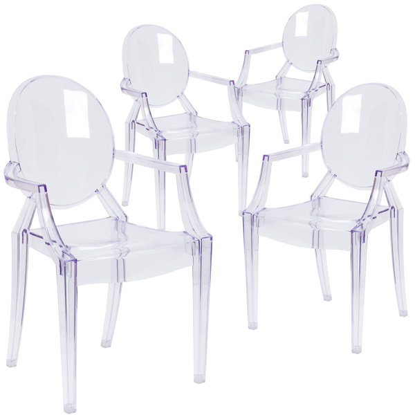Orren Ellis Bralynne Oval Back Ghost Chair - Arms in Transparent ...