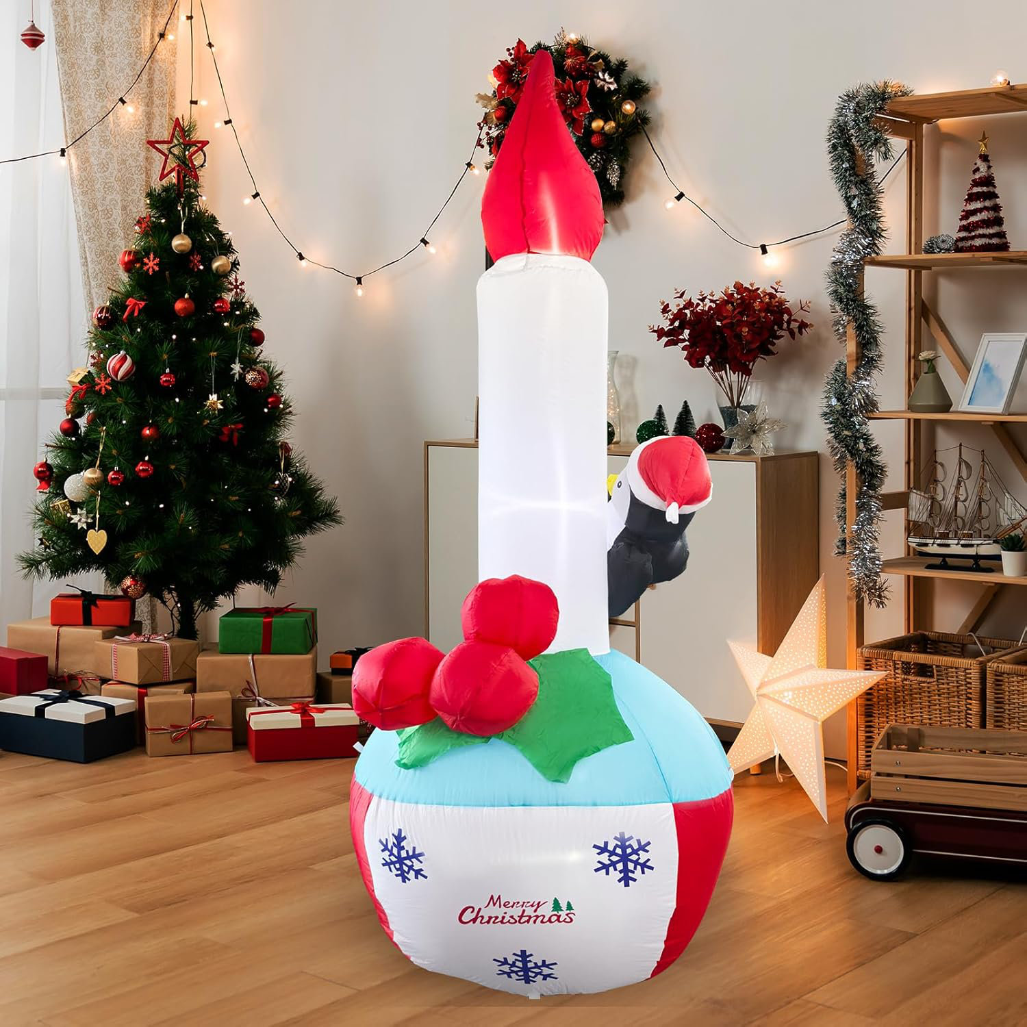 The Holiday Aisle® 8 FT Outdoor Christmas Inflatable Giant Bubble With ...