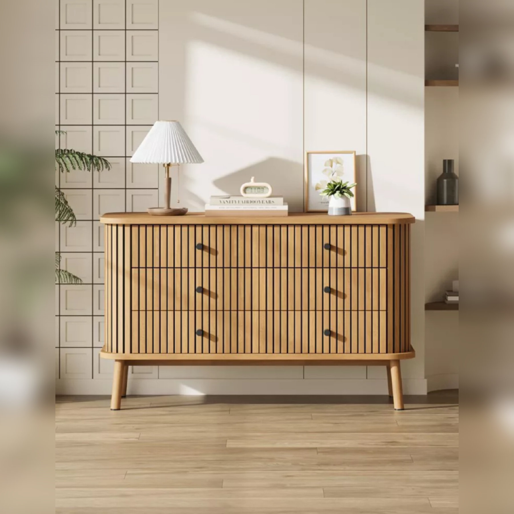 17 Stories Mid-Century 6 Drawer Dresser, Horizontal Chests of Double ...