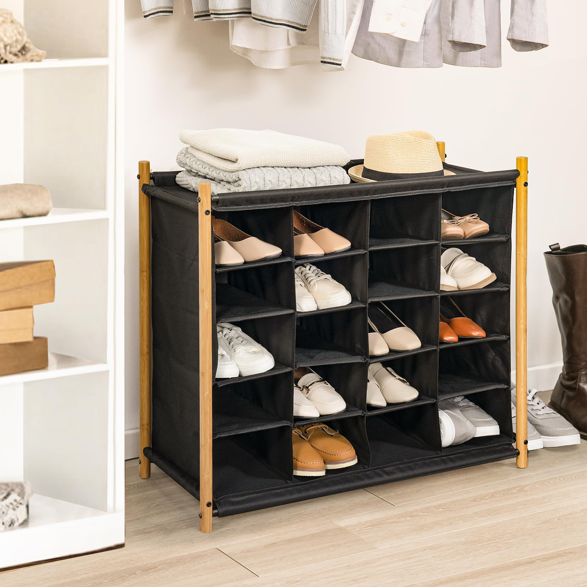 Ophelia & Co. Shoe Cubby With Bamboo Frame, 5-Tier 20 Pairs Free ...