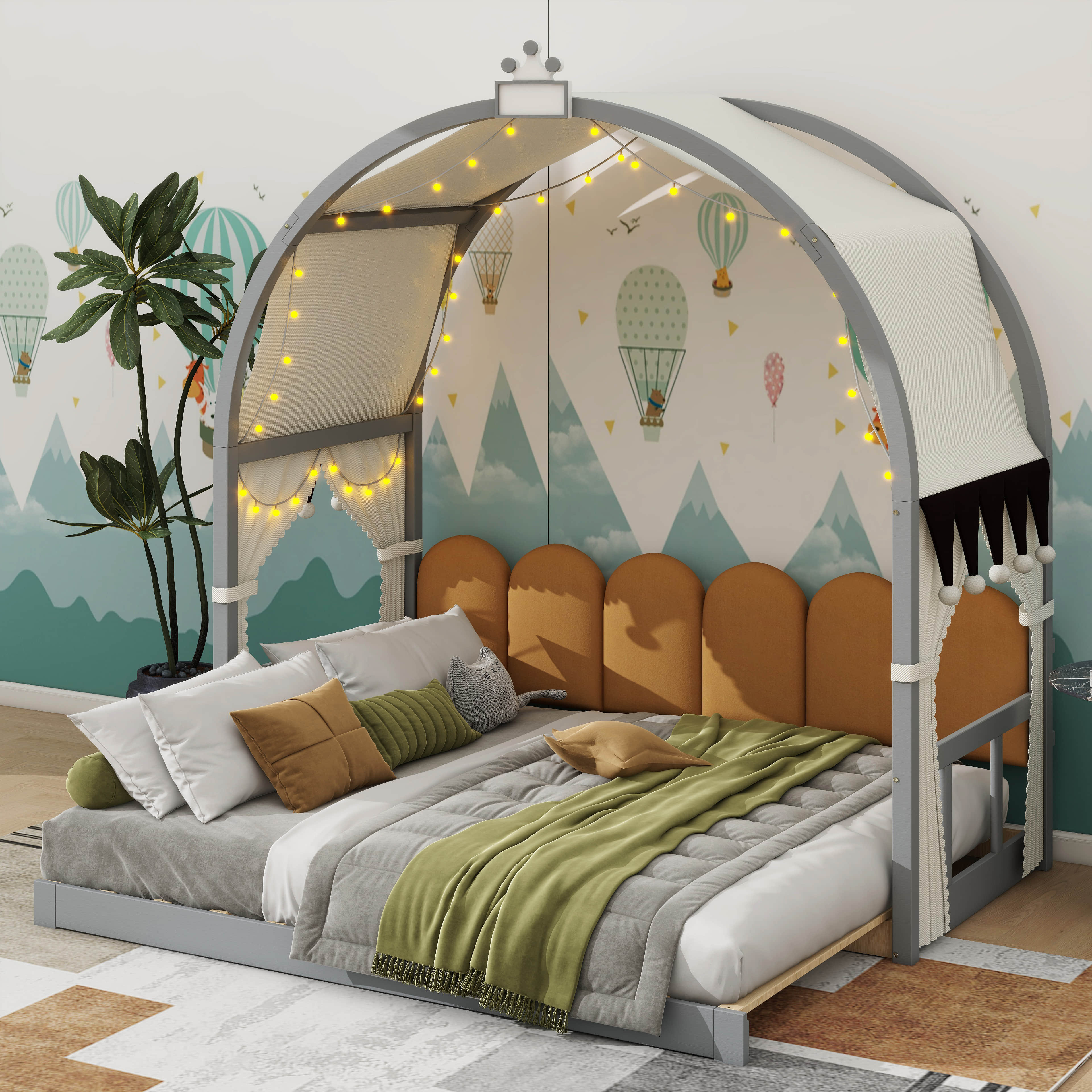 Red Barrel Studio® Twin Extended Bed With Arched Canopy And Pull-Out ...