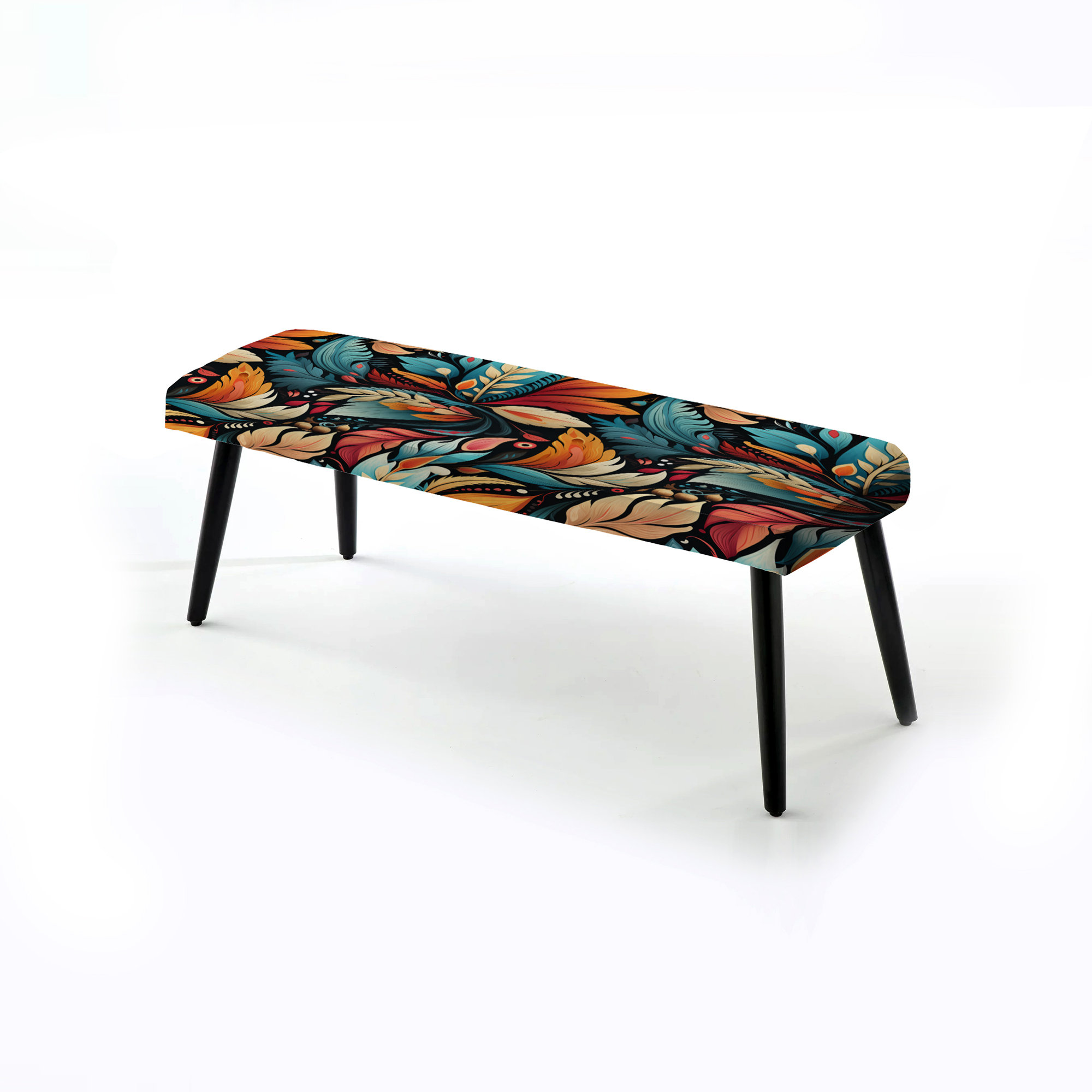Design Art Artistic Nomad Boho Pattern - Boho Upholstered Black Bench ...