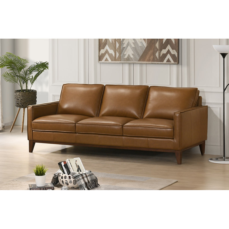 Wade Logan® Caliah 85" Leather Sofa, Caramel & Reviews | Wayfair