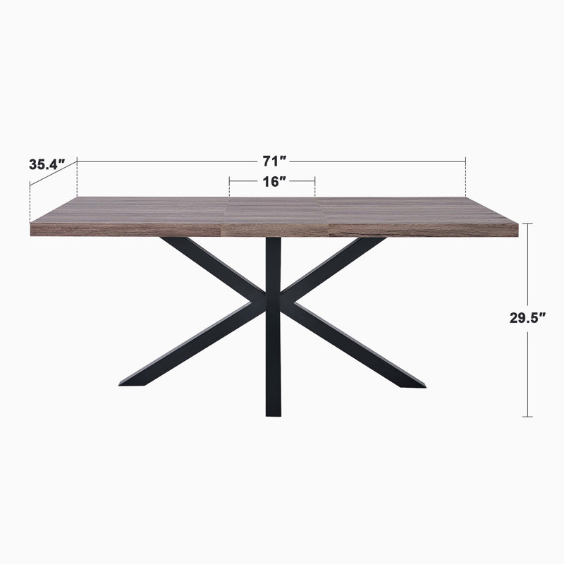 17 Stories Thommy 71" Oak MDF Wood Extendable Pedestal Dining Table ...