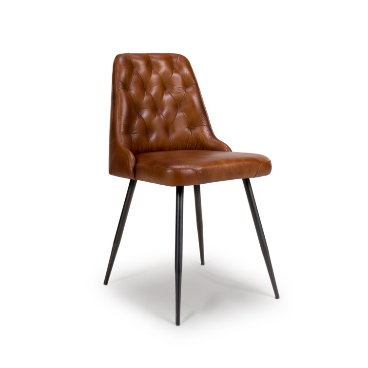 George Oliver Tenaya Genuine Leather Metal Parson Chair | Wayfair.co.uk