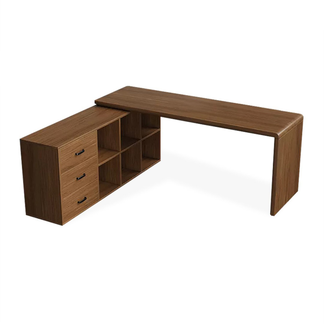 Hokku Designs Nut-brown Free form Solid Wood with 3 drawers writing ...