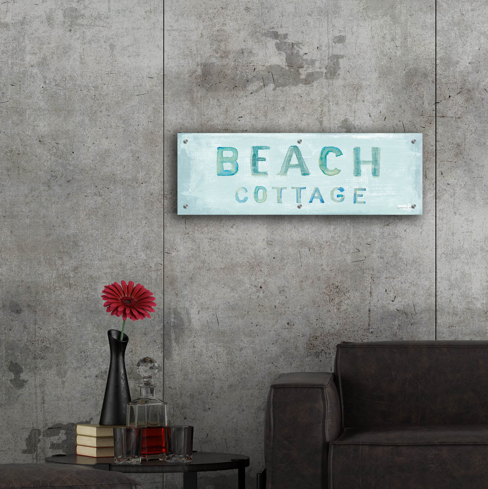 Dovecove Beach Cottage Sign' by Danhui Nai Acrylic Glass Wall Art | Wayfair