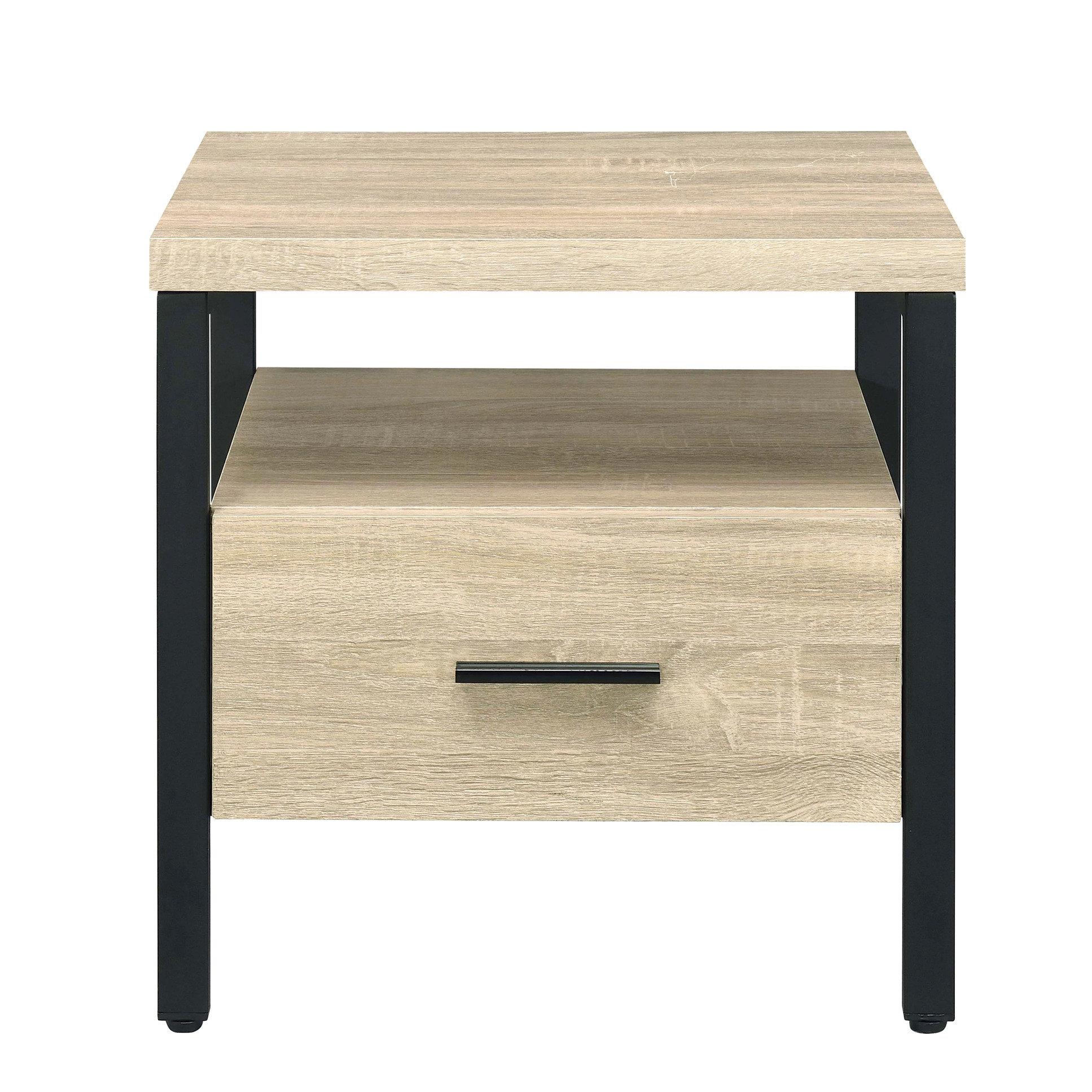 Latitude Run® Oak And Black Accent Table With Drawer - Ideal For ...