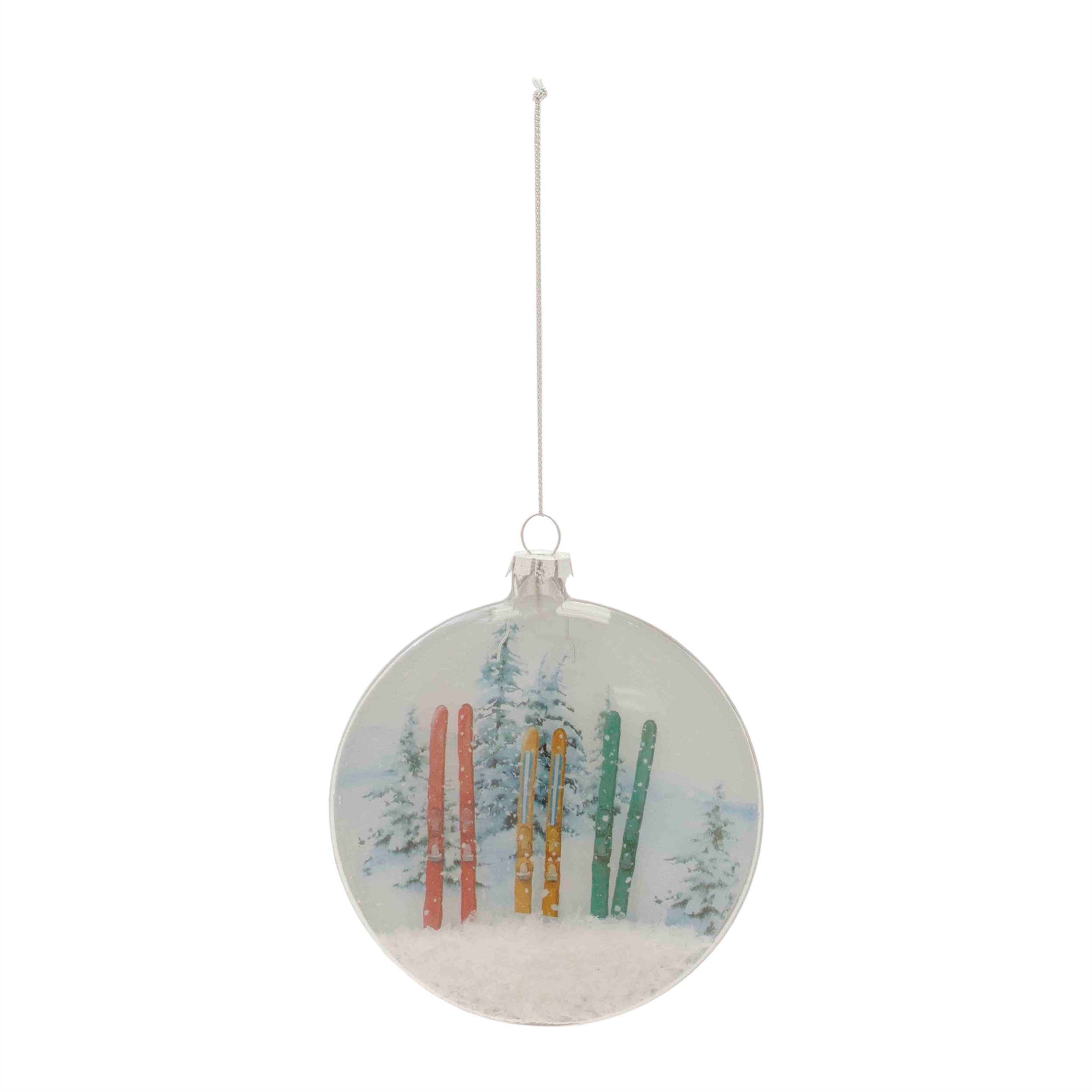 The Holiday Aisle® Glass Ski and Snow Disc Ornament (Set of 6 ...