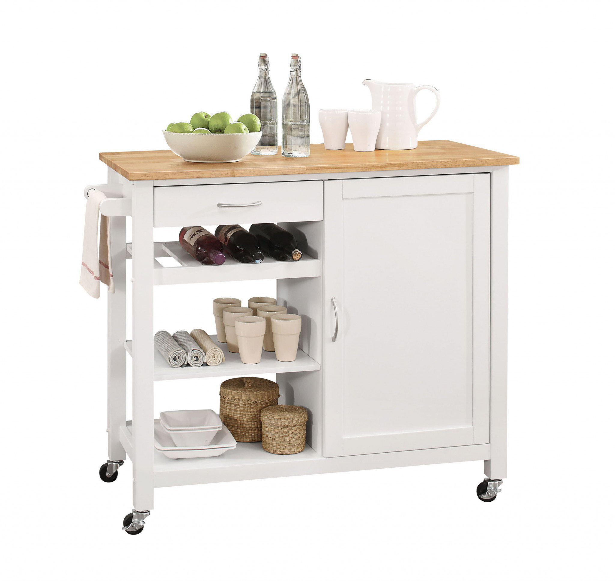 Rebrilliant Langston Kitchen Cart with Manufactured Wood Top | Wayfair