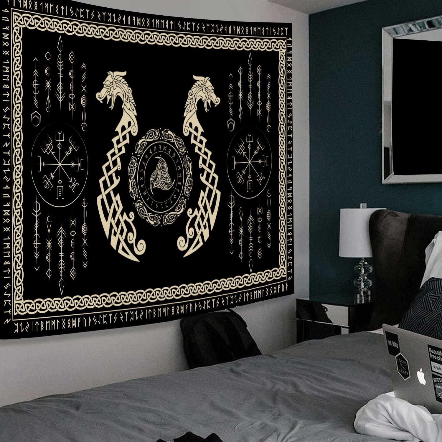 Winston Porter Ancient Rune Dragon Totem Norse Mythology Wall Art ...