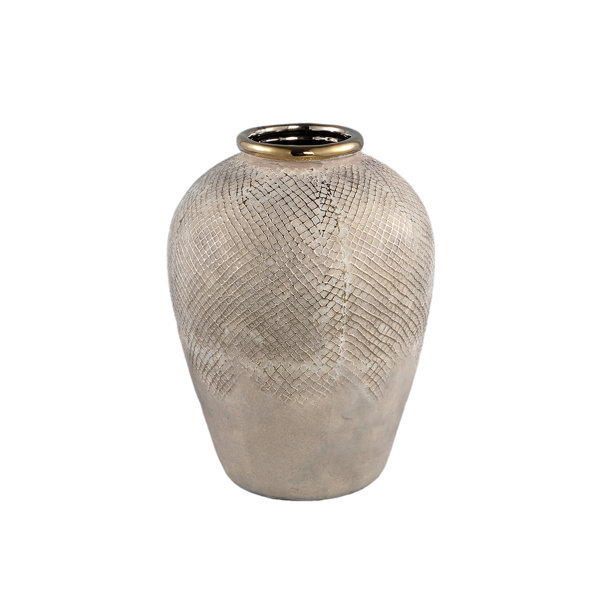 Canora Grey Aimah Gold Ceramic Pot | Wayfair.co.uk