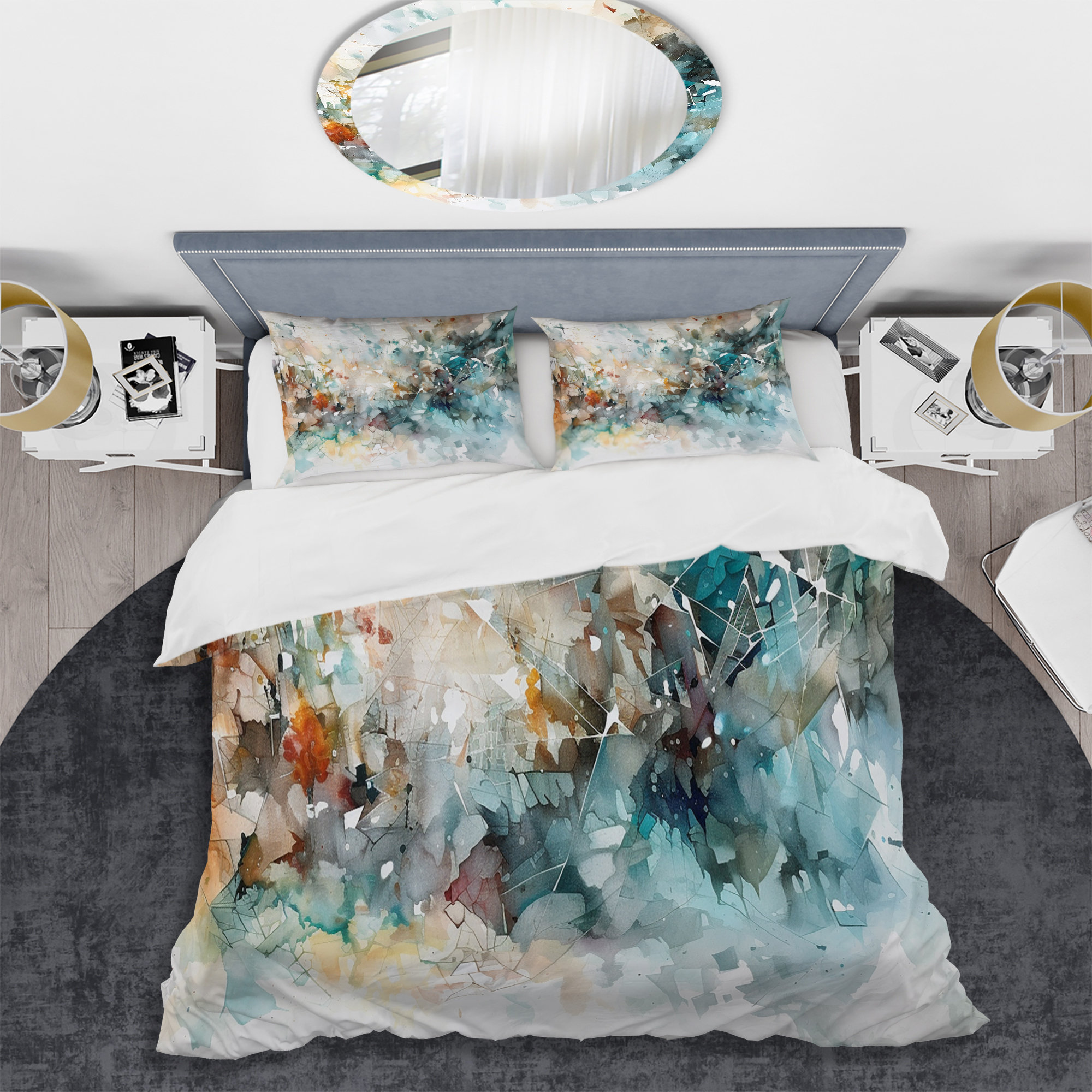 Design Art Vibrant Paint Eruption V - Abstract Geometric Duvet Cover ...