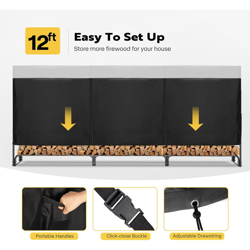 Vivohome 144'' W x 22.8'' D Log Rack Cover | Wayfair