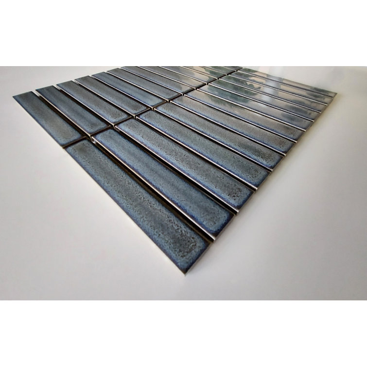 TheMosaicFactory 6" x 1" Straight Edge Porcelain Grid Mosaic Sheet Tile ...