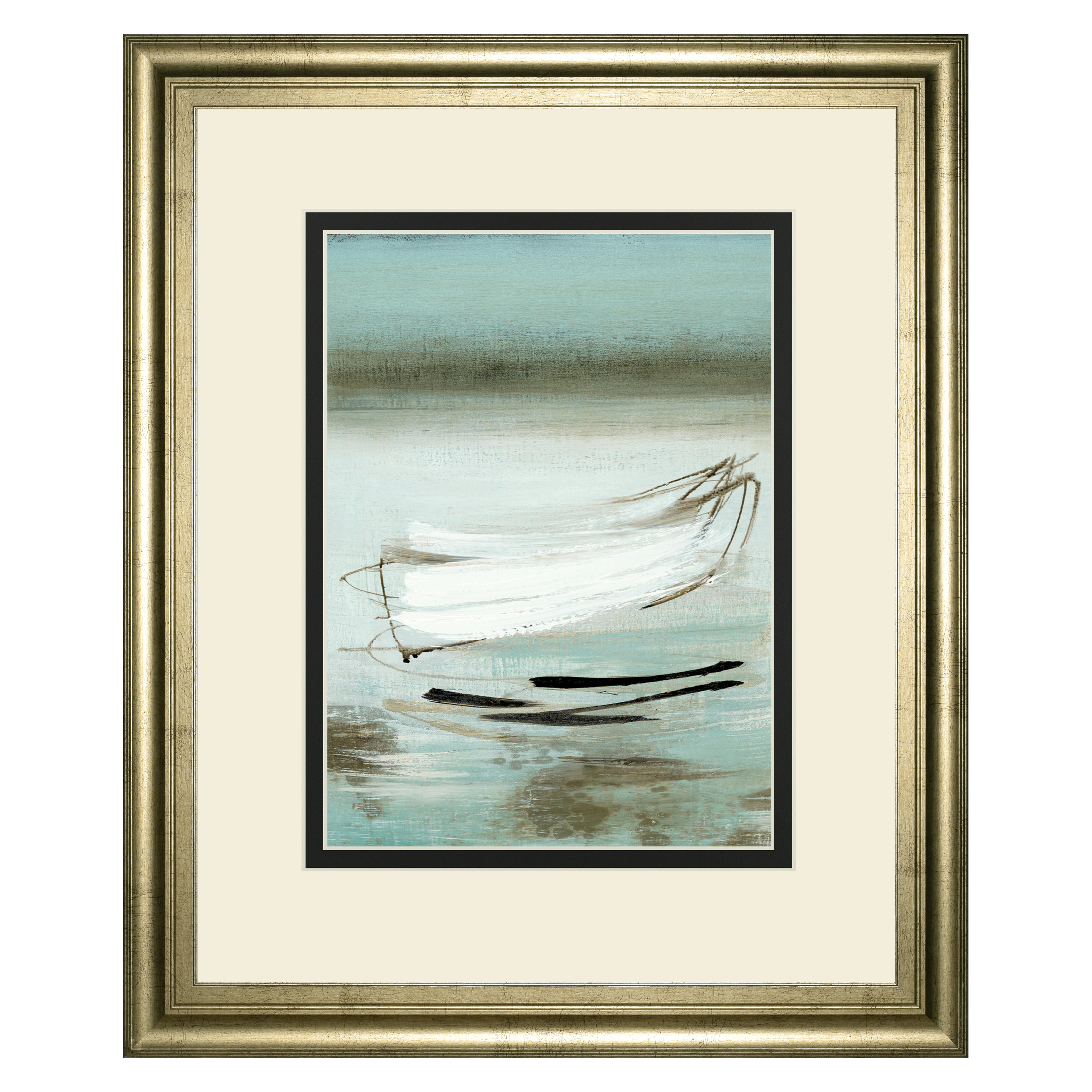 Ebern Designs Serene Canoe Wall Art - 34" x 40" - Gold Frame | Wayfair