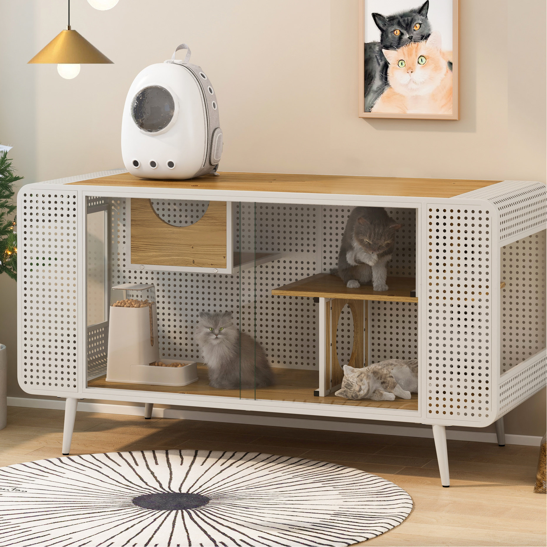 Tucker Murphy Pet™ Modern Style White Cat House - Constructed With ...