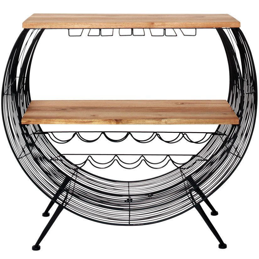 Wine Enthusiast Cork Catcher Accent Table With Wine and Stemware Racks ...