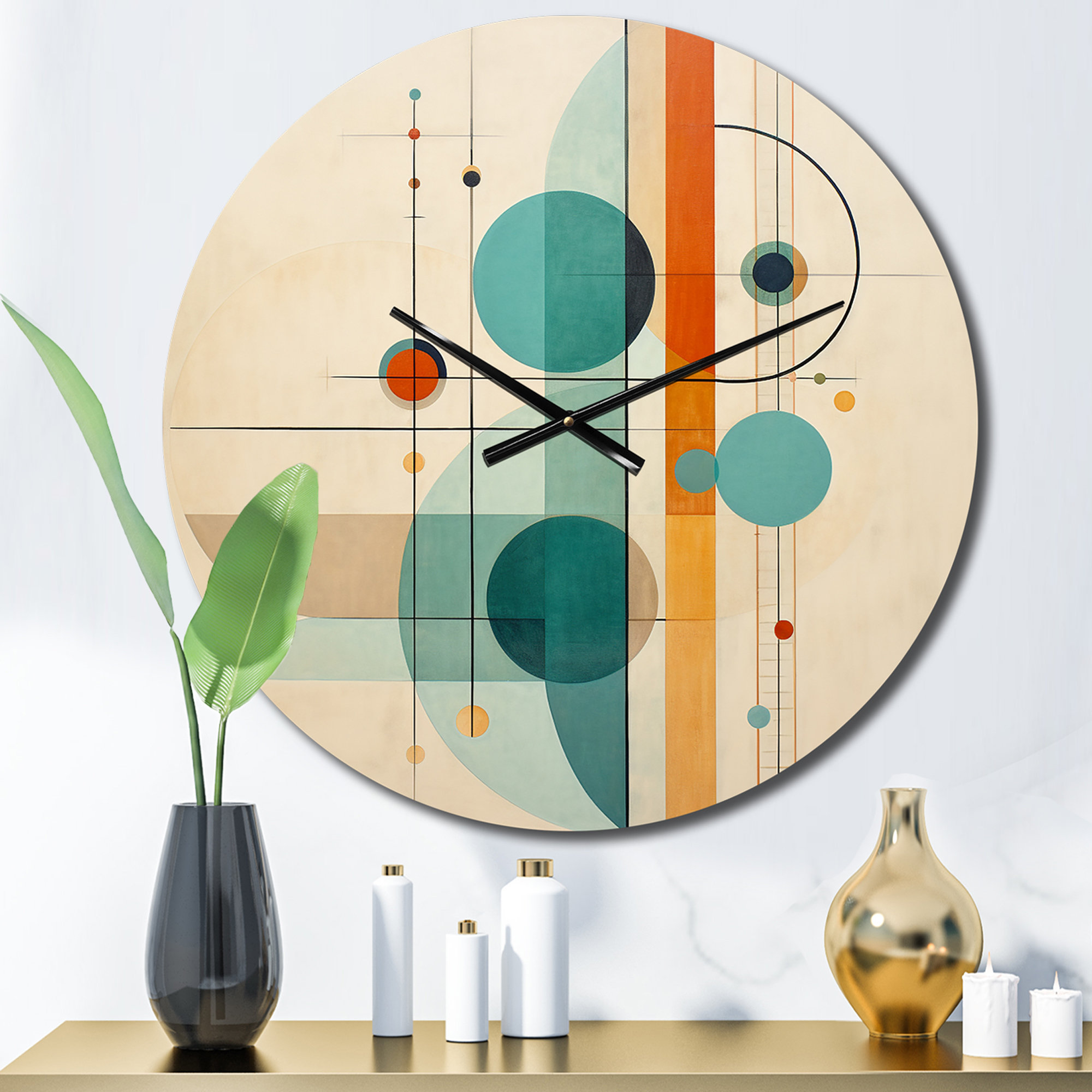 Design Art Serendipity Abstract Mid-Century Geometrics V Wall Clock ...