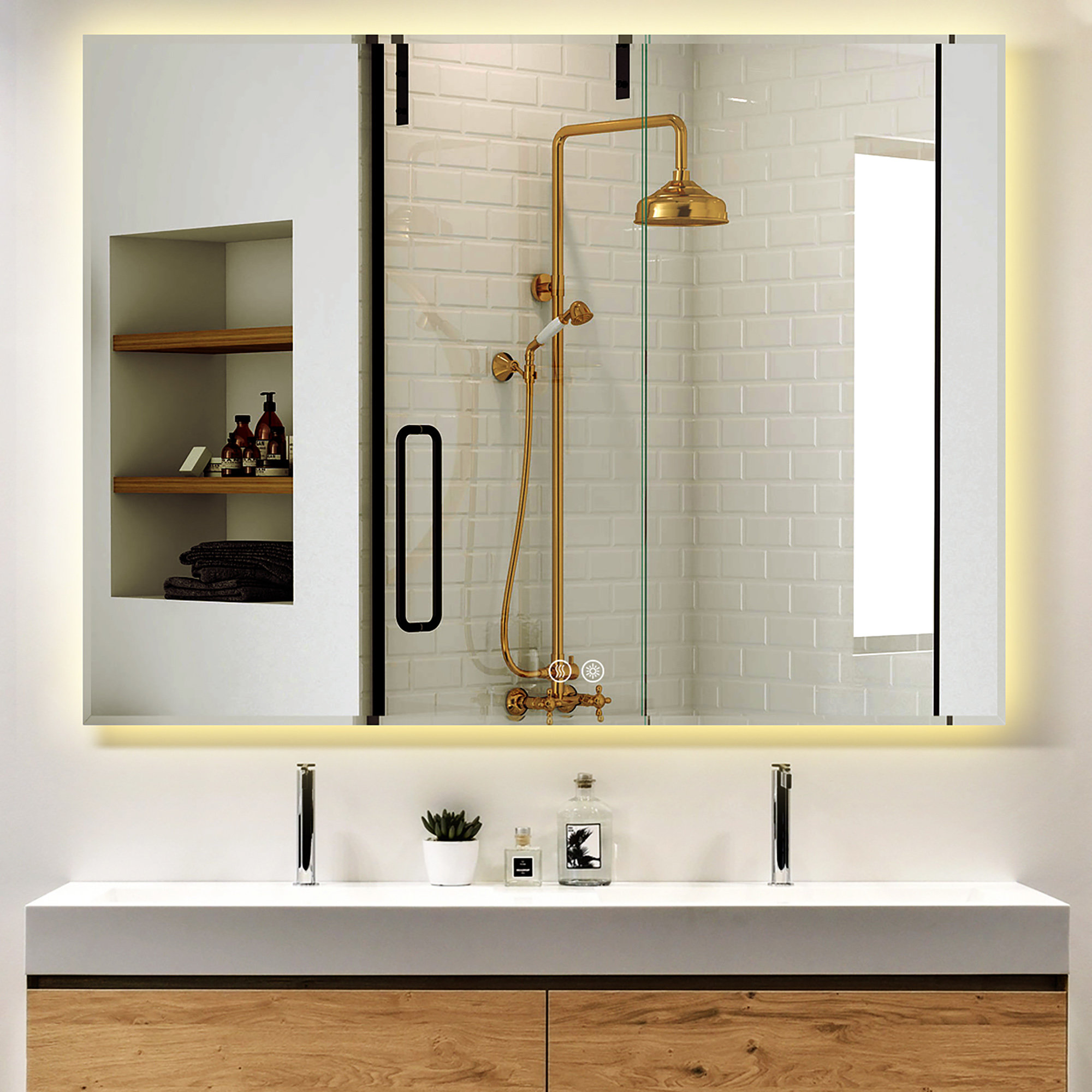 Ivy Bronx Kewania Rectangular LED Backlit Bathroom Wall Mirror ...