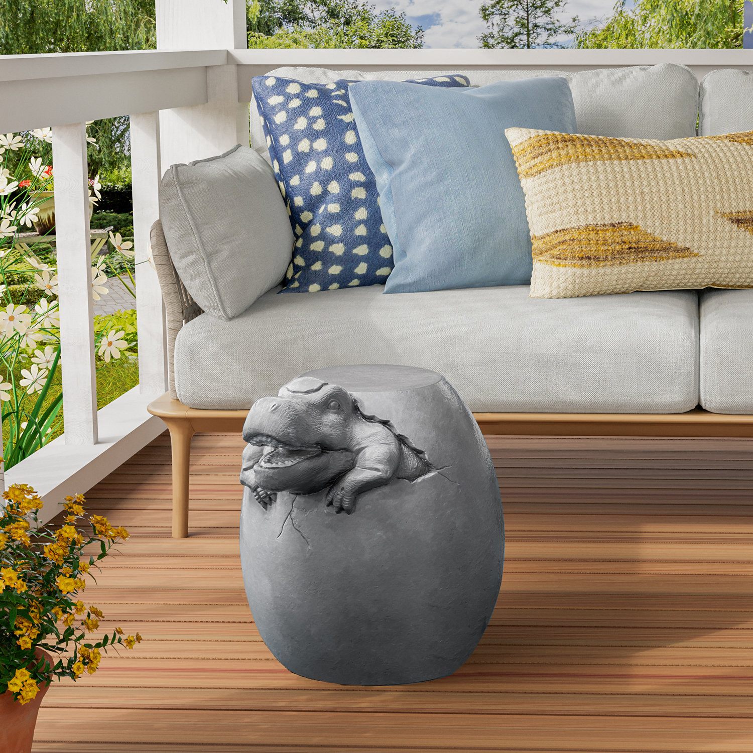 Trinx Dinosaur Sculpture Stone Side Table | Wayfair