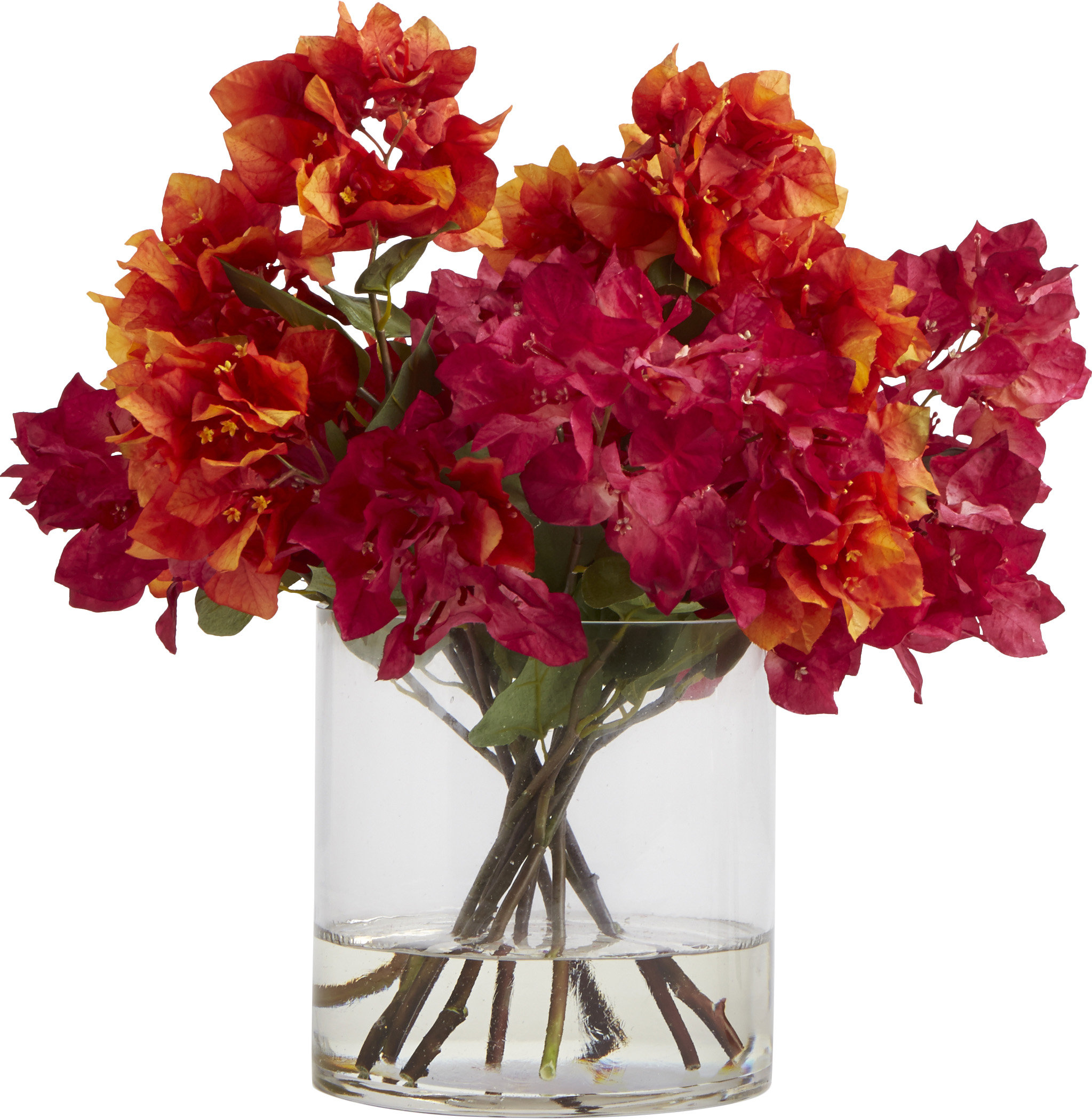 Winward Silks Faux Bougainvillaea Floral Arrangement in Glass Vase ...