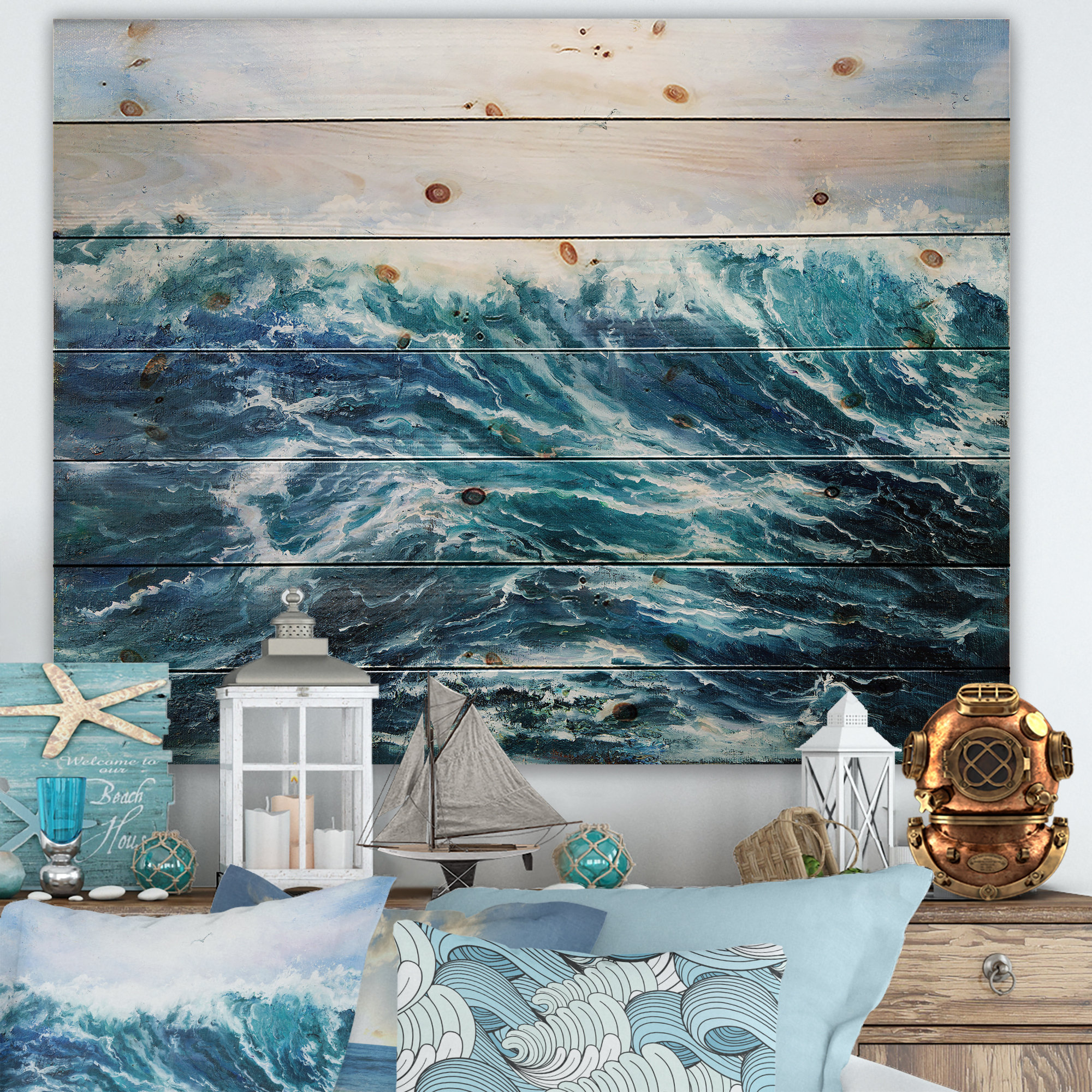 East Urban Home Wild Blue Ocean Waves I - Nautical & Coastal Print On ...