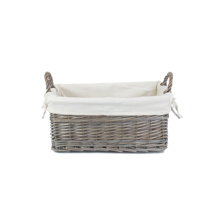 August Grove Shallow Lined Wicker Storage Basket | Wayfair.co.uk